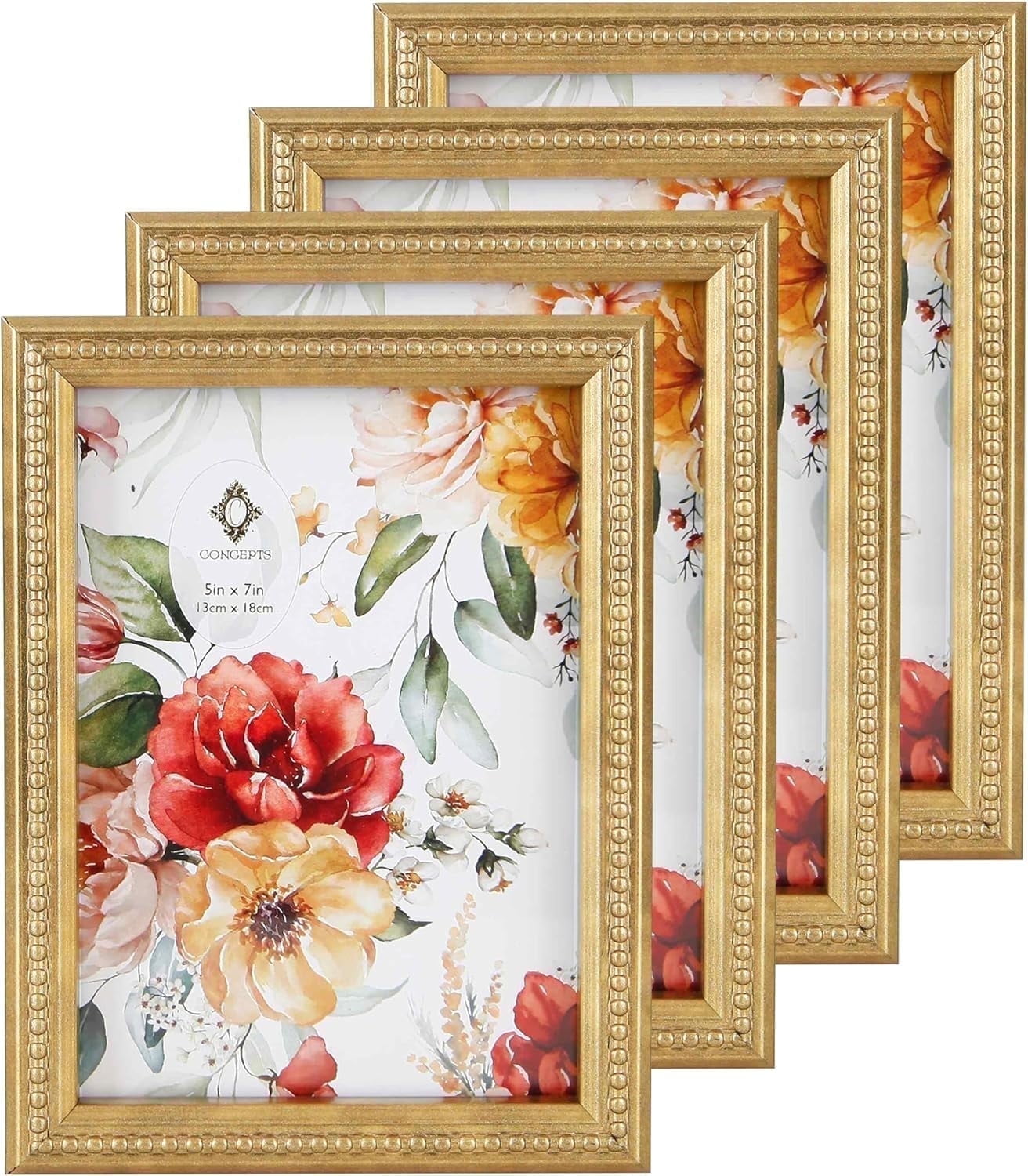 Concepts 5x7 Picture Frames Set of 4 Ornate Resin Photo Frames with HD ...