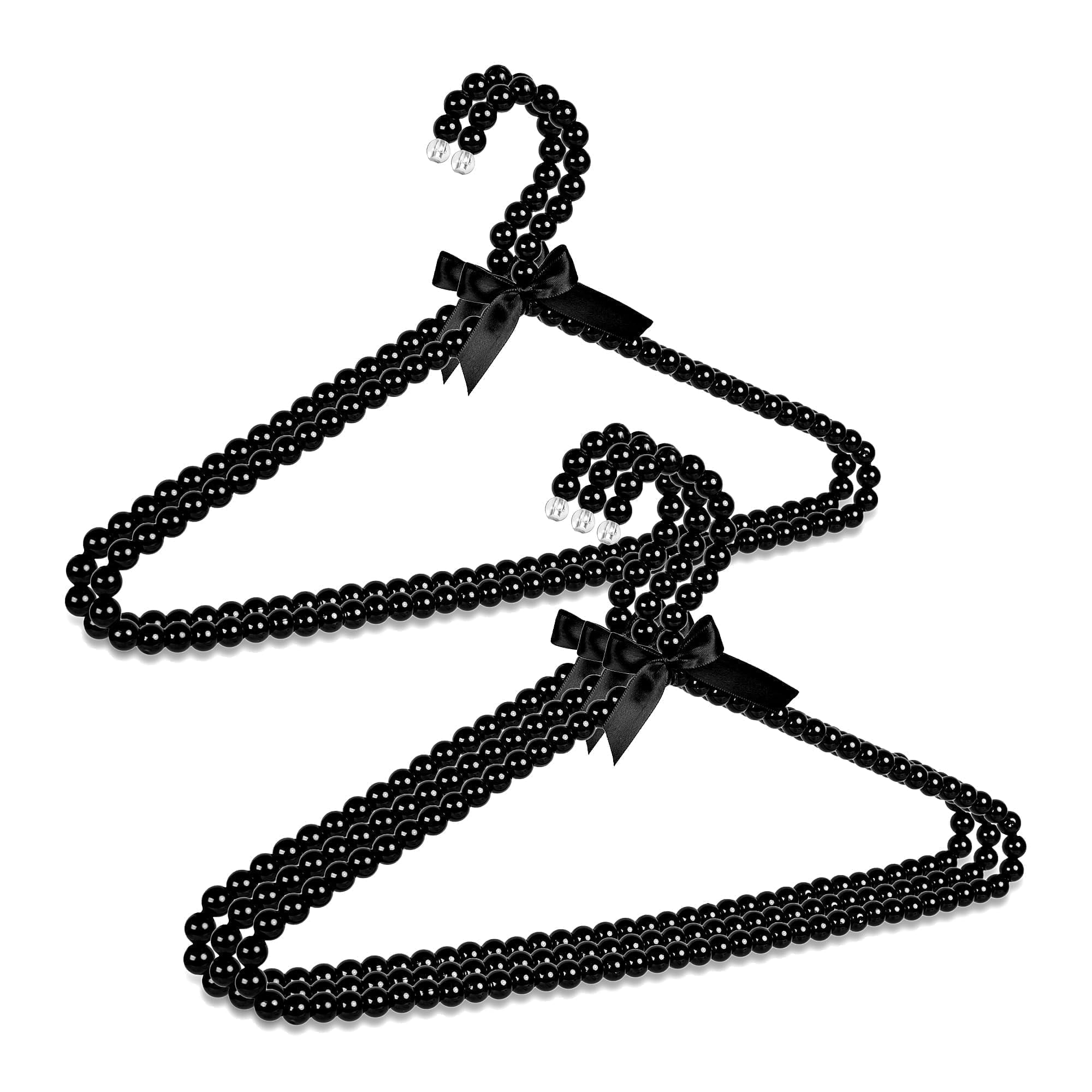 Concepts Heavy Duty Black Pearl Hangers with Black Ribbon Trim, 5-Pack ...