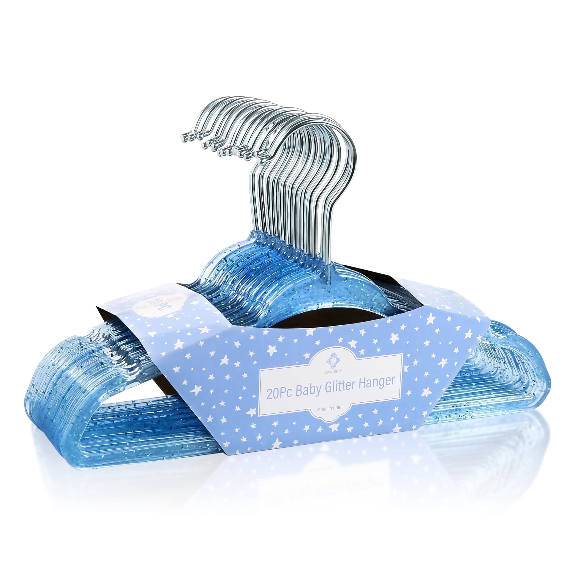 Concepts Baby Hangers, Blue Acrylic Glitter Infant Hangers with Chrome ...