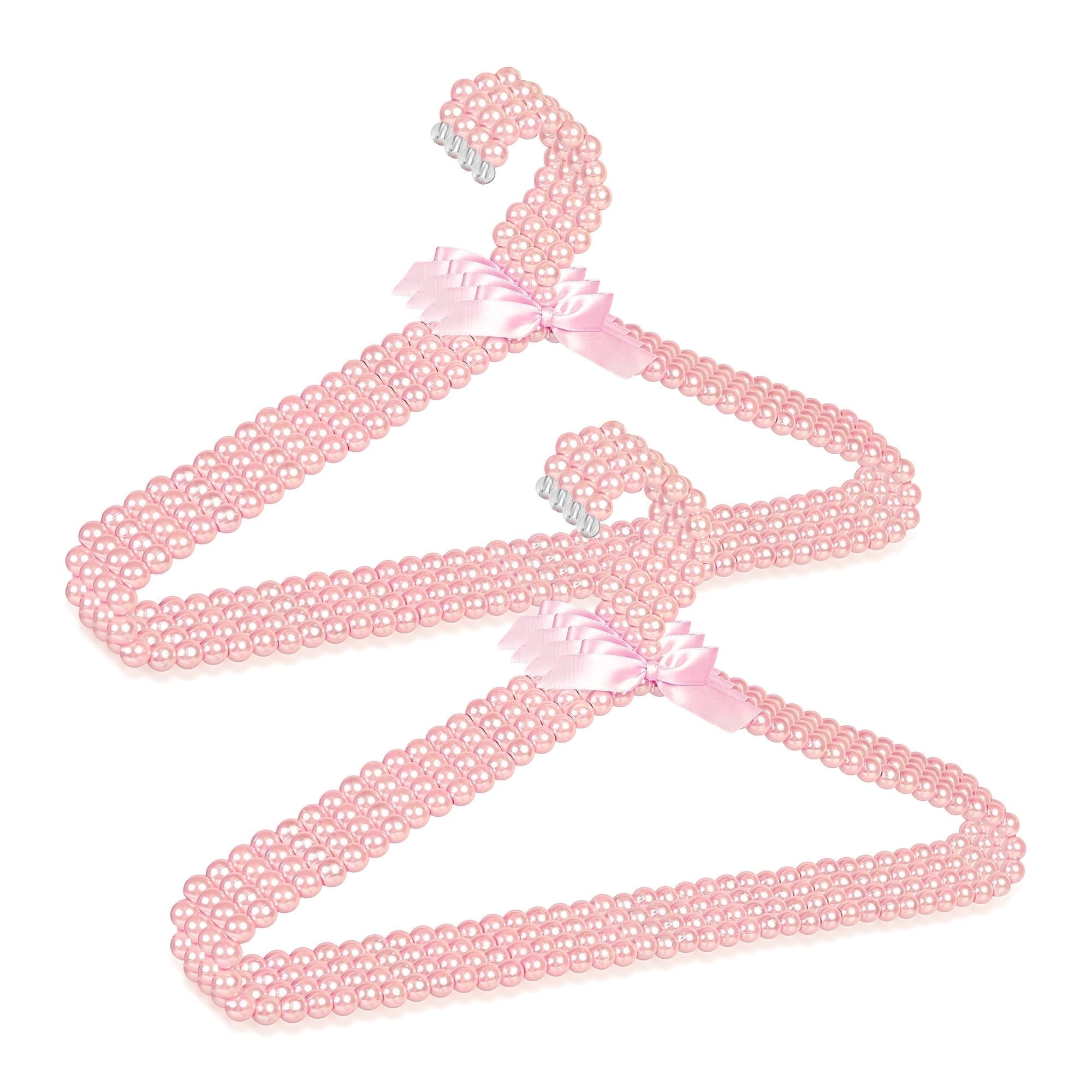Concepts Heavy Duty Pink Pearl Hangers with Pink Ribbon Trim, 8-Pack ...