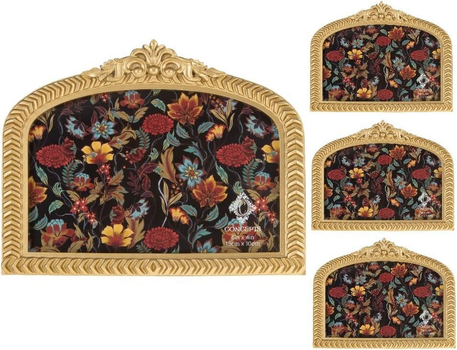 Concepts Set Of 4 6x4 Matte Gold Ornate Arch Resin Picture Frames for ...