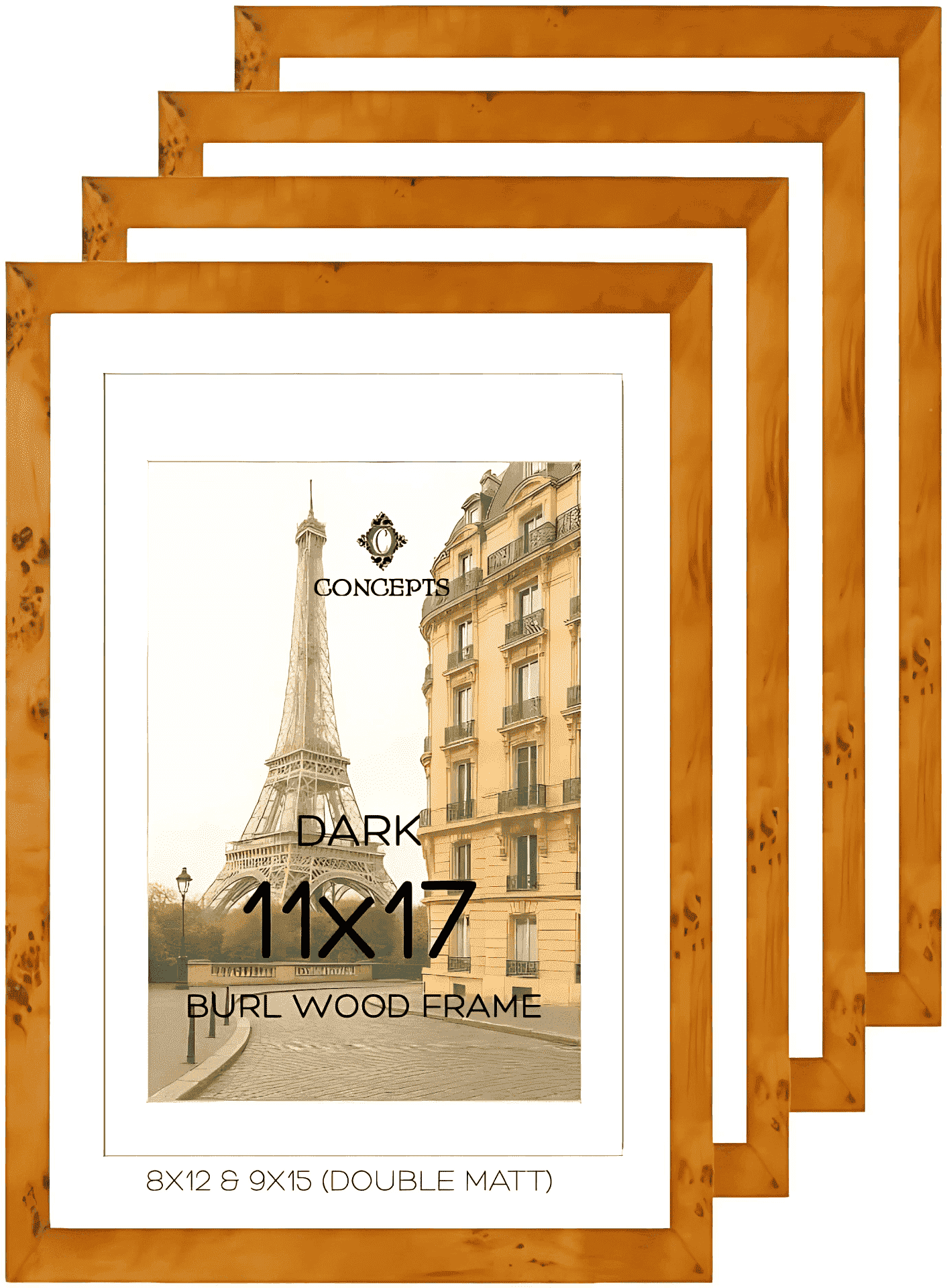 Concepts 11x17 Picture Frames, Burl Wood Photo Frames, Dark Wood Frames ...