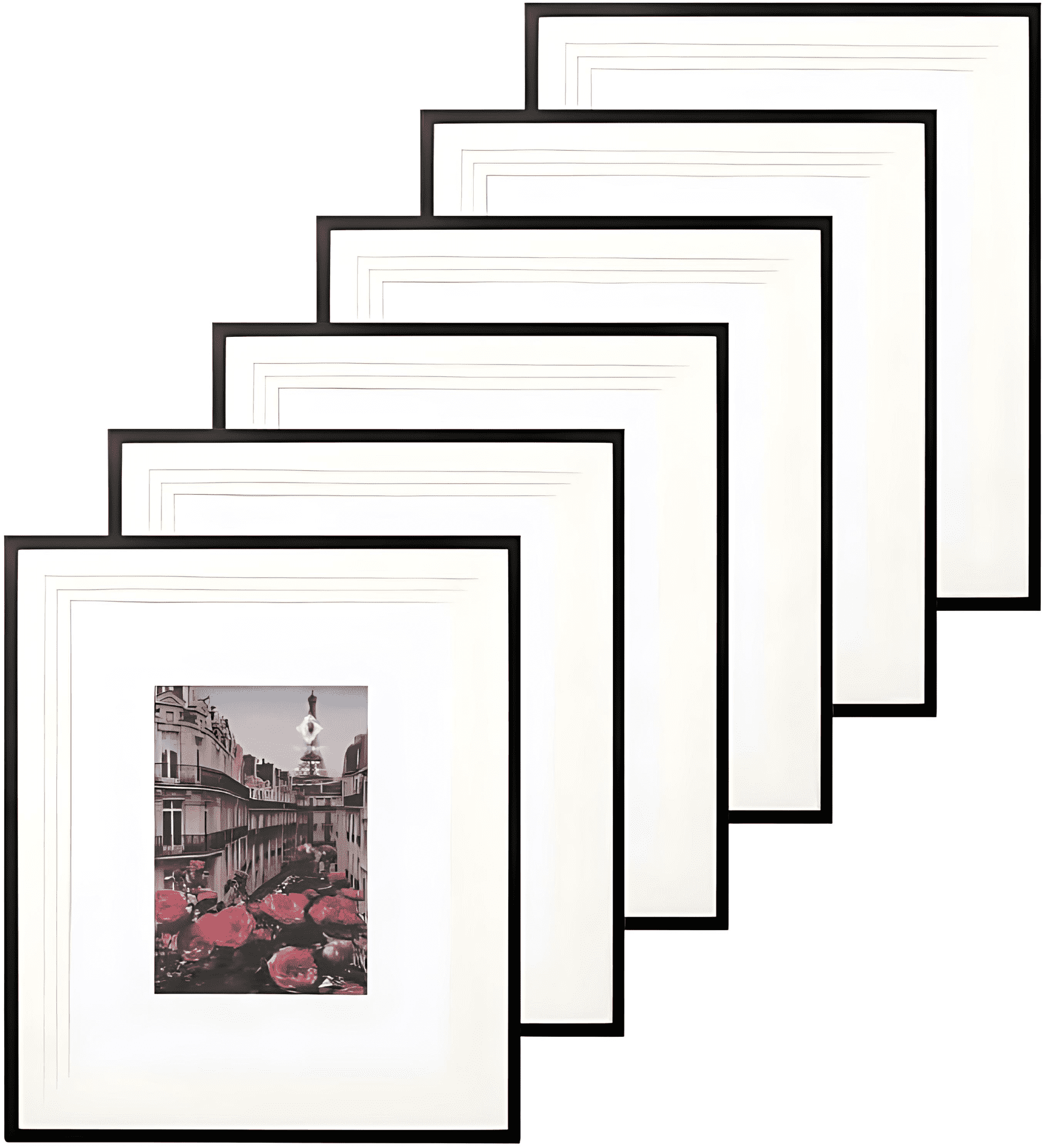 Concepts Set of 6 Black Metal Picture Frames, 10x12 Triple Matted to ...