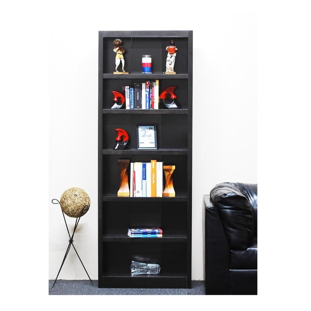 Concepts in Wood Wide 6 Shelf Bookcase, 84 inch Tall - Espresso Finish ...