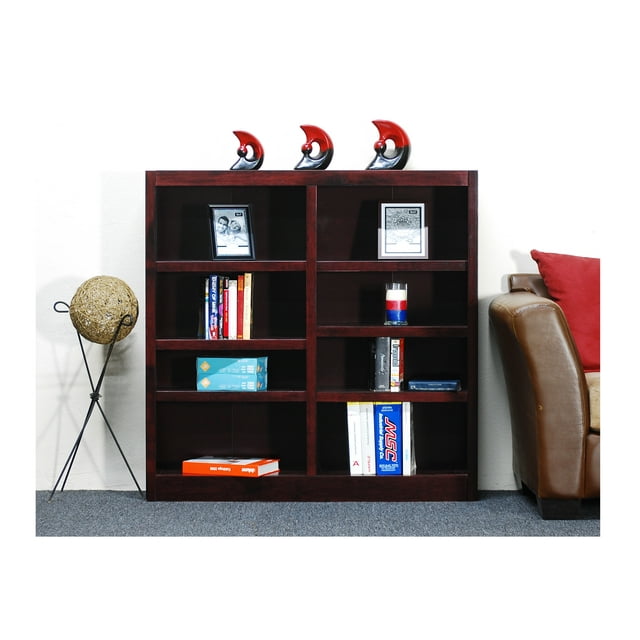 Concepts in Wood Decorative 8 Shelf Double Wide Bookcase, 48 inch Tall ...