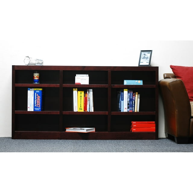 Concepts in Wood 9-Shelf Triple Wide Bookshelves, Cherry Finish - 36 ...