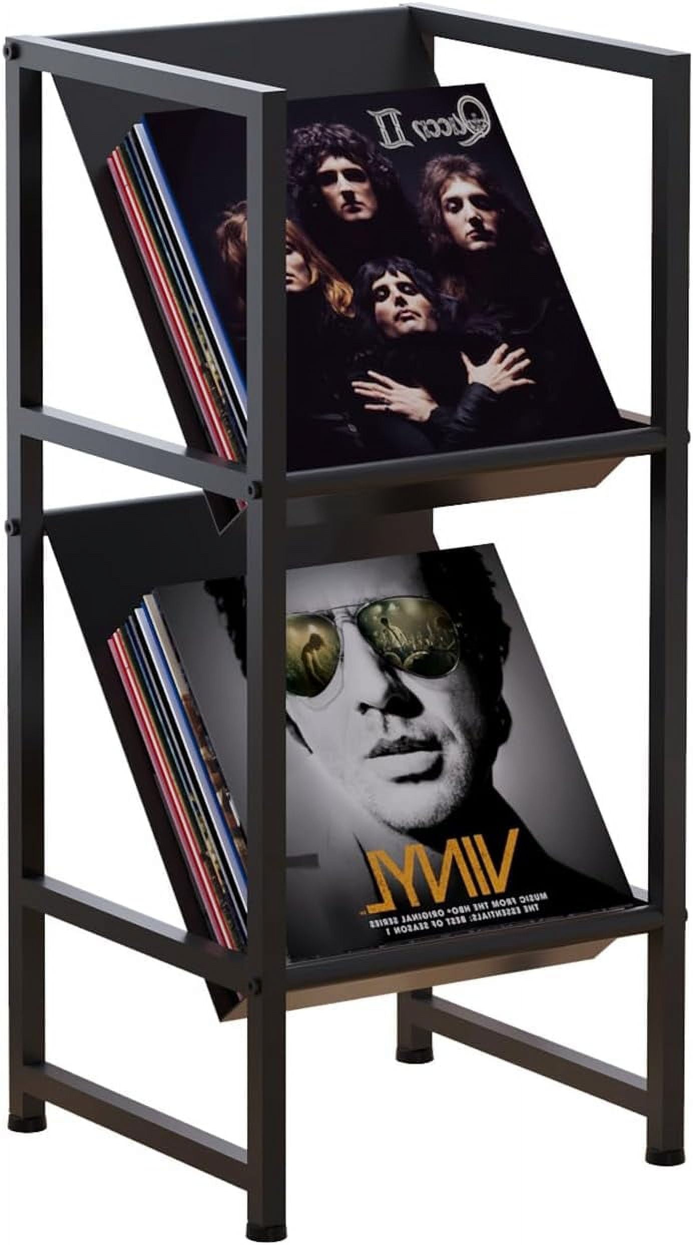 Conceptual Design Vinyl Record Storage, 2 Tier Black Metal Record ...