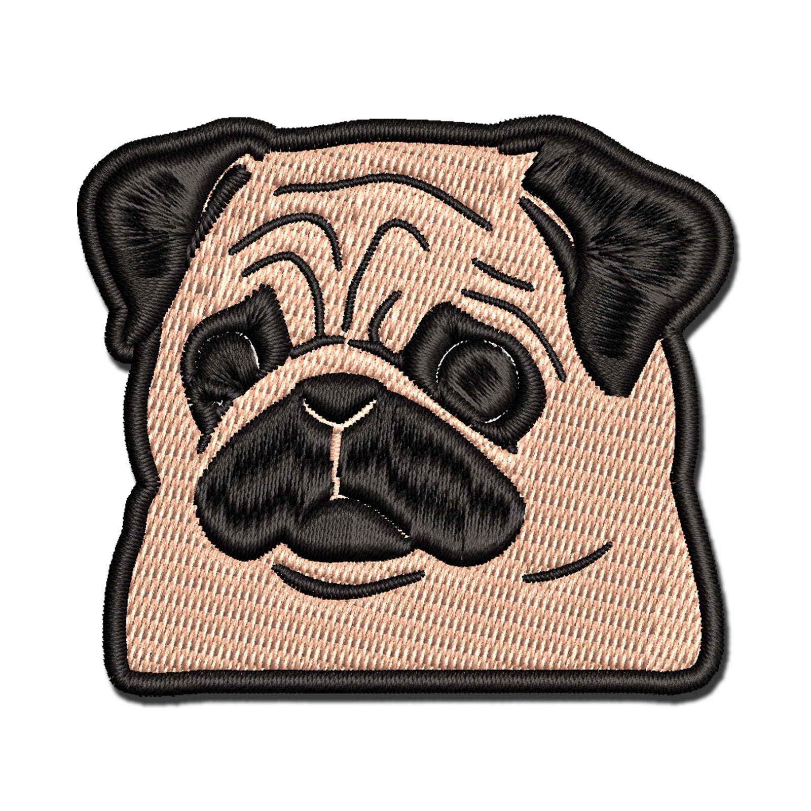 Concerned Pocket Pug Dog Applique Multi-Color Embroidered Iron-On Patch ...