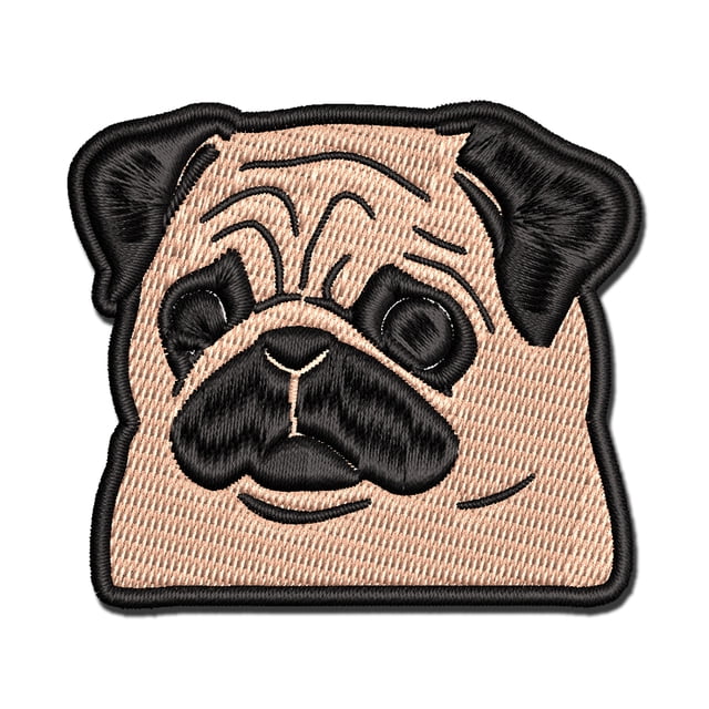 Concerned Pocket Pug Dog Applique Multi-Color Embroidered Iron-On Patch ...