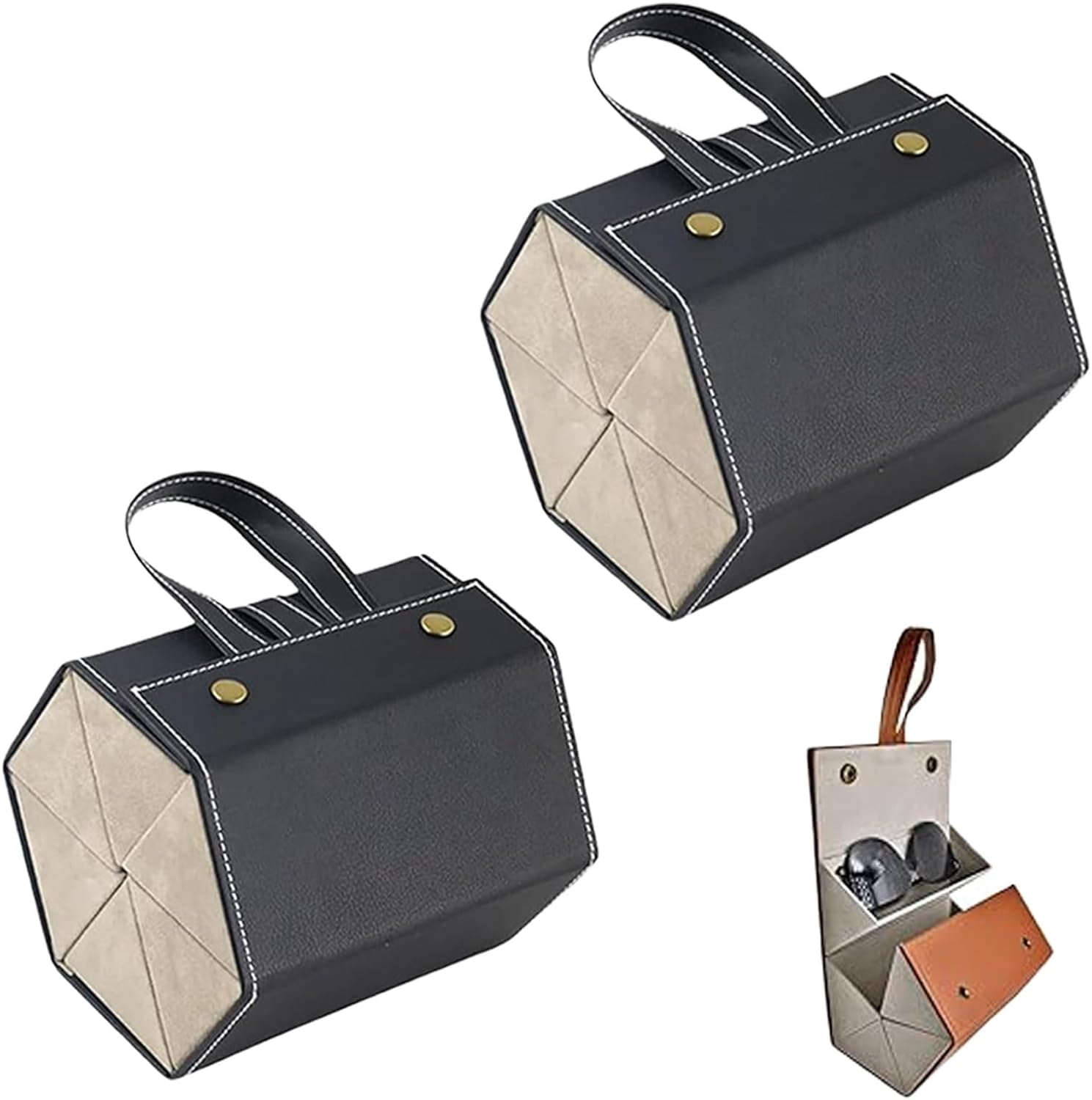 Concerning Multipack Leather Storage Case, Foldable 6-Slot Hexagonal ...