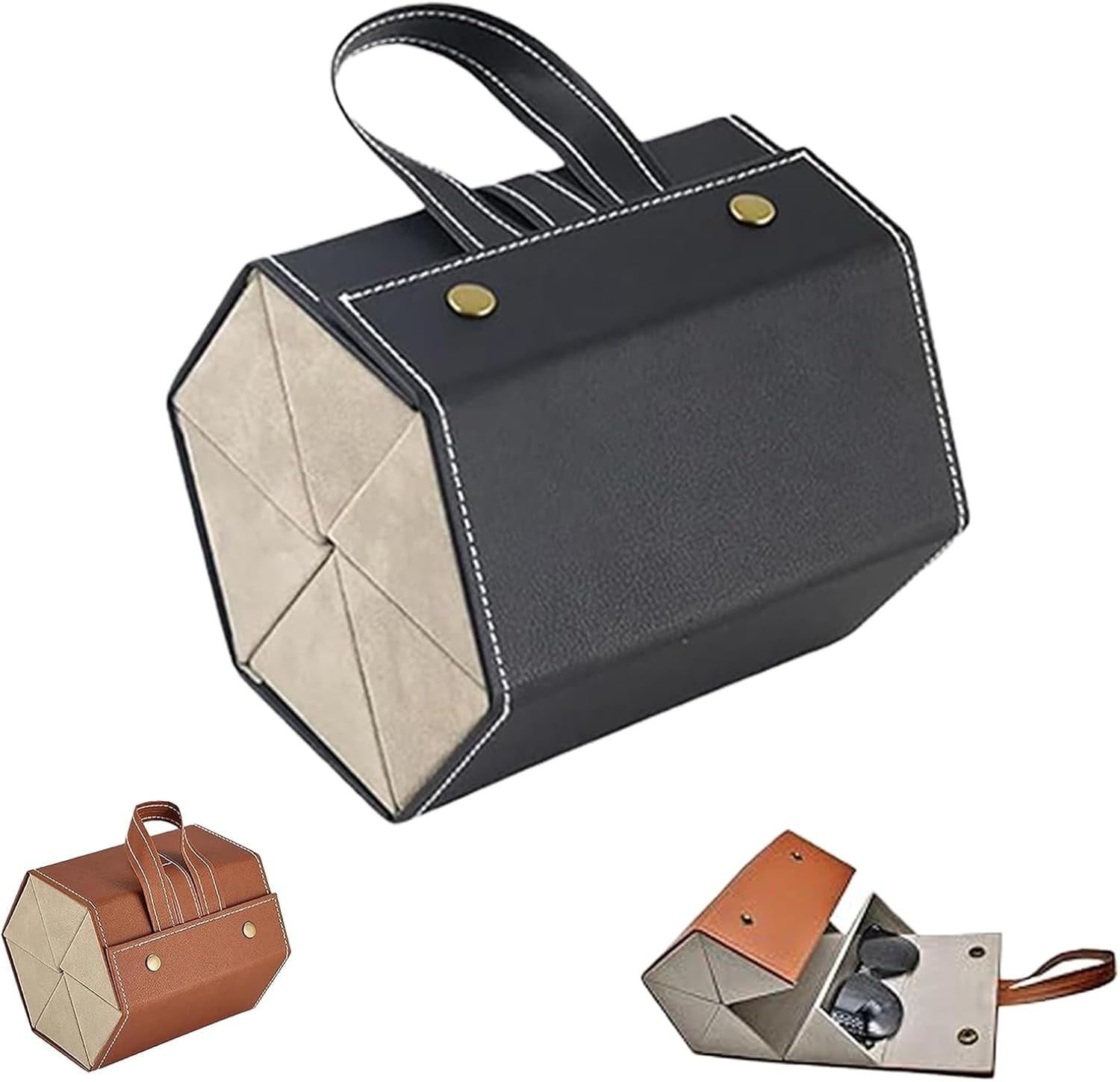 Concerning Multipack Leather Storage Case, Foldable 6-Slot Hexagonal ...