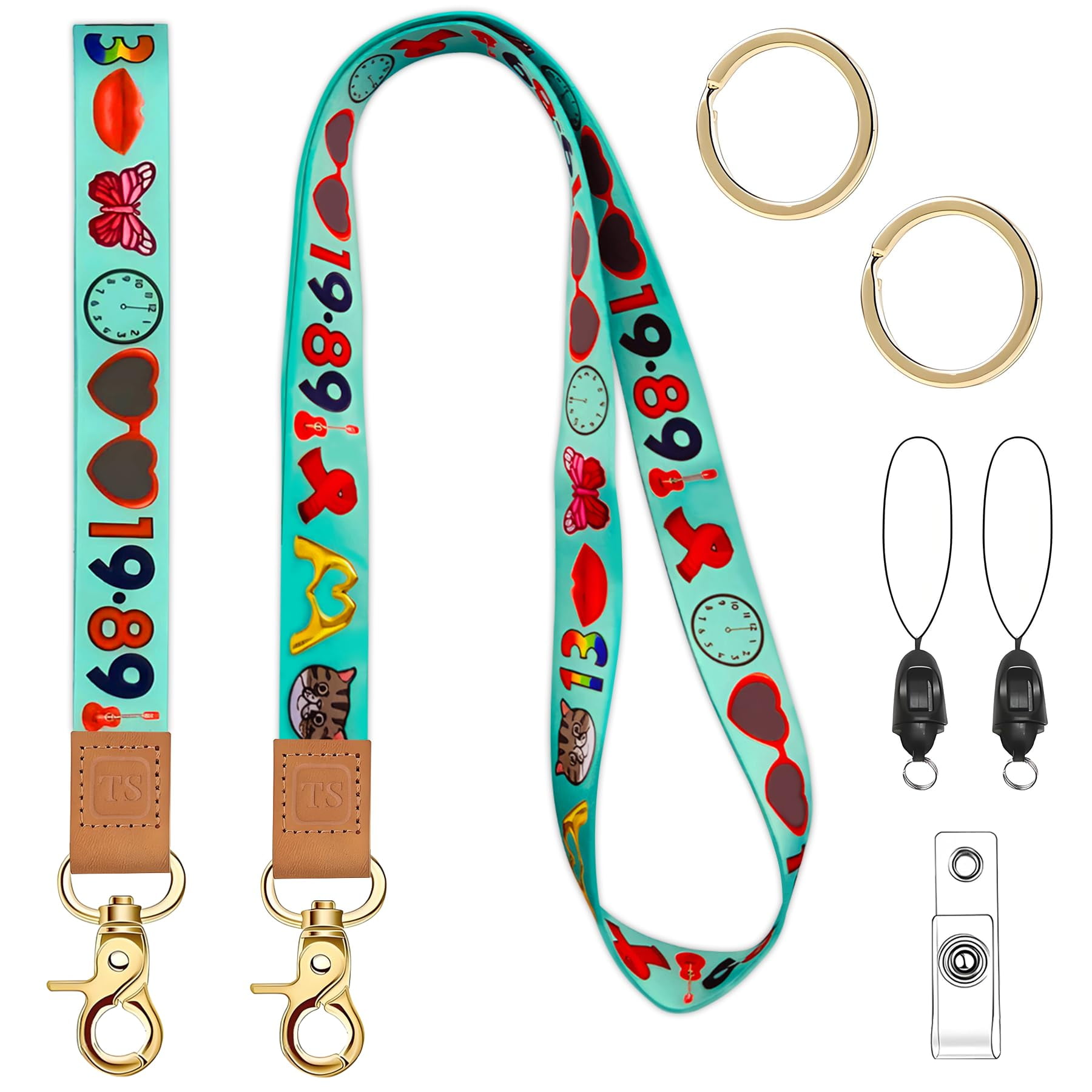 Concert Accessory Set 2-Piece Keychain&Lanyard Lips Guitar Butterfly 13 ...