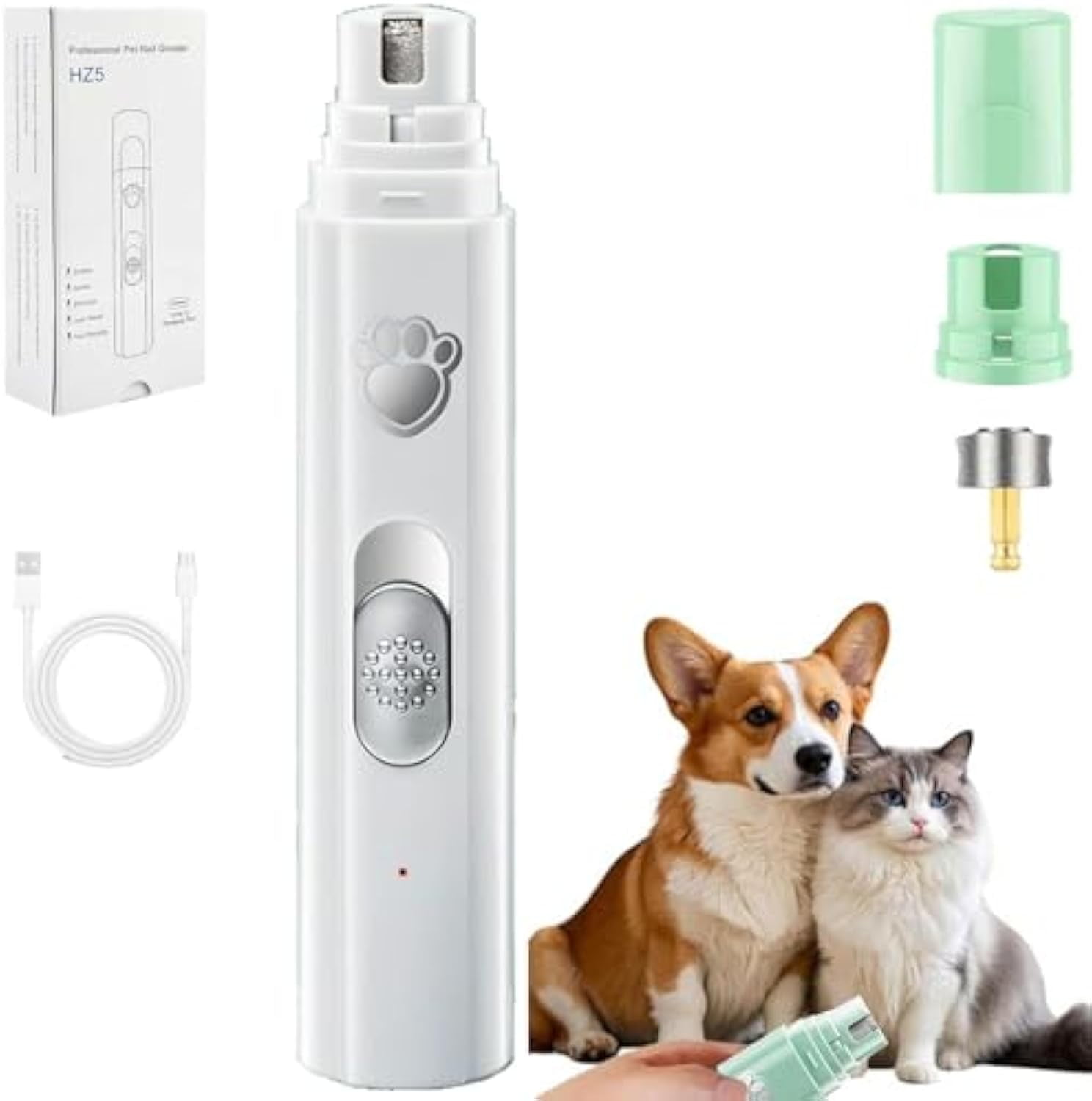 Concertchop Dog Nail Grinder, 3 Grinding Modes & 2 Levels, Smart LED ...