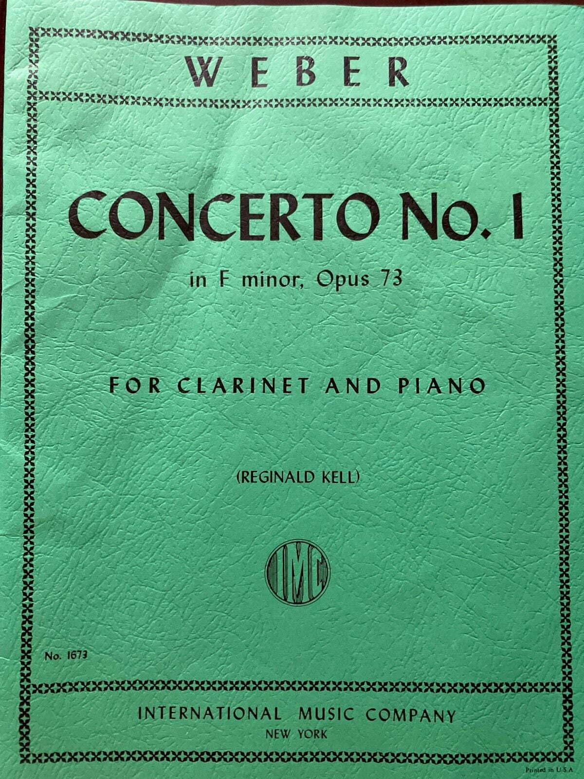 Concerto No. 1 in F Minor, Opus 73 for Clarinet and Piano (IMC # 1673 ...