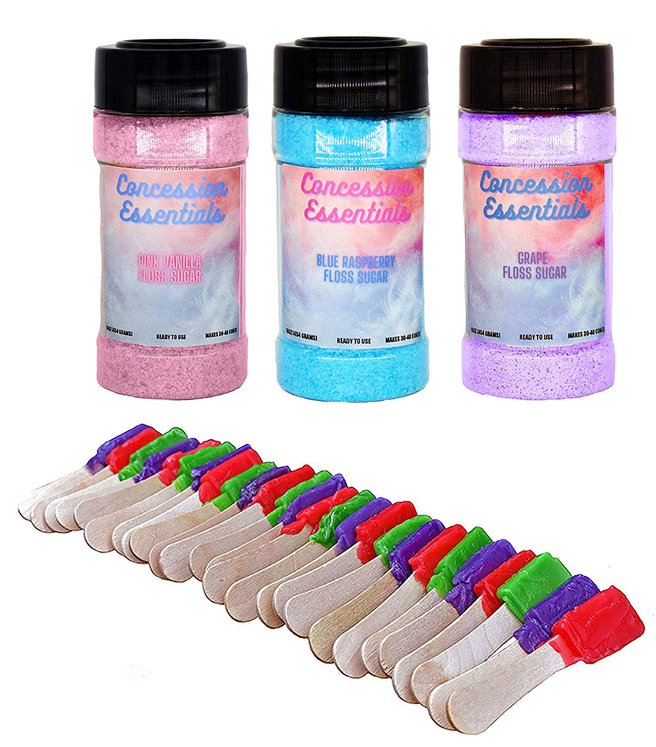 Concession Essentials 3 Pack with Candy Sticks -1b Jars- Pink Vanilla ...