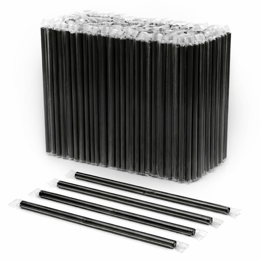 Concession Essentials 7.75" Wrapped Black Straws – Individually Wrapped ...
