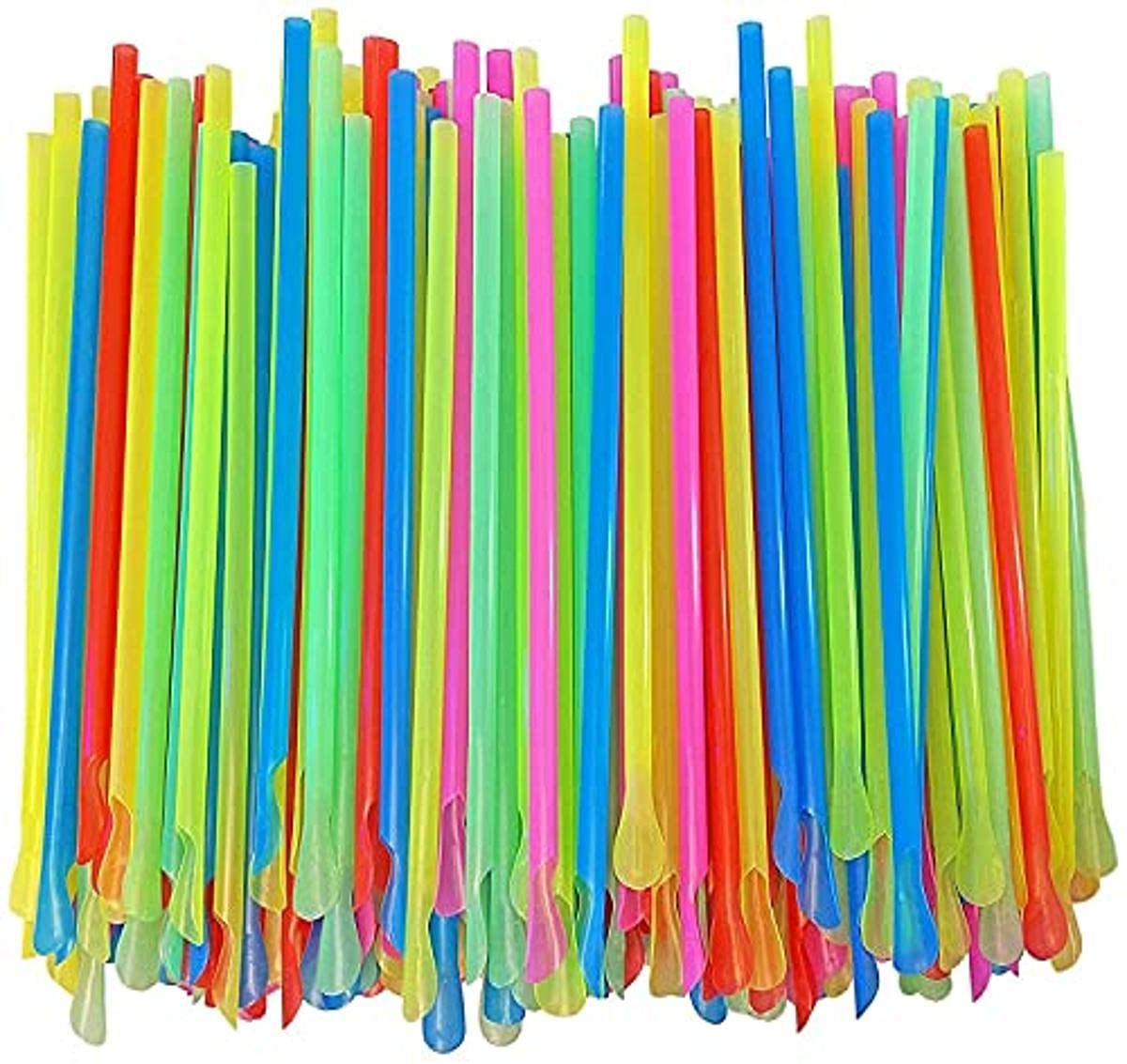 Concession Essentials 8'' Unwrapped AIF9 Snow Cone Spoon Straw Assorted ...