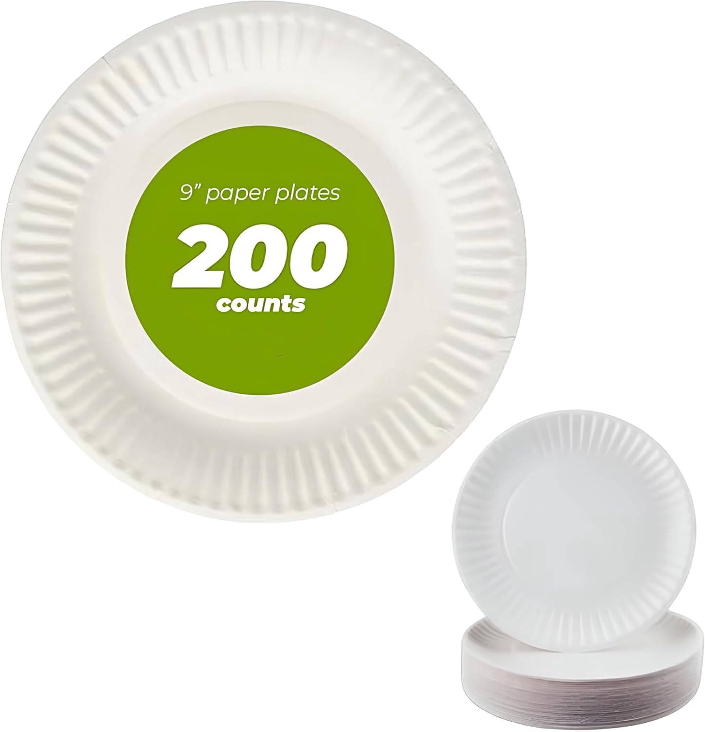 Concession Essentials 9 Inch Paper Plate Uncoated Plates White, 200ct ...