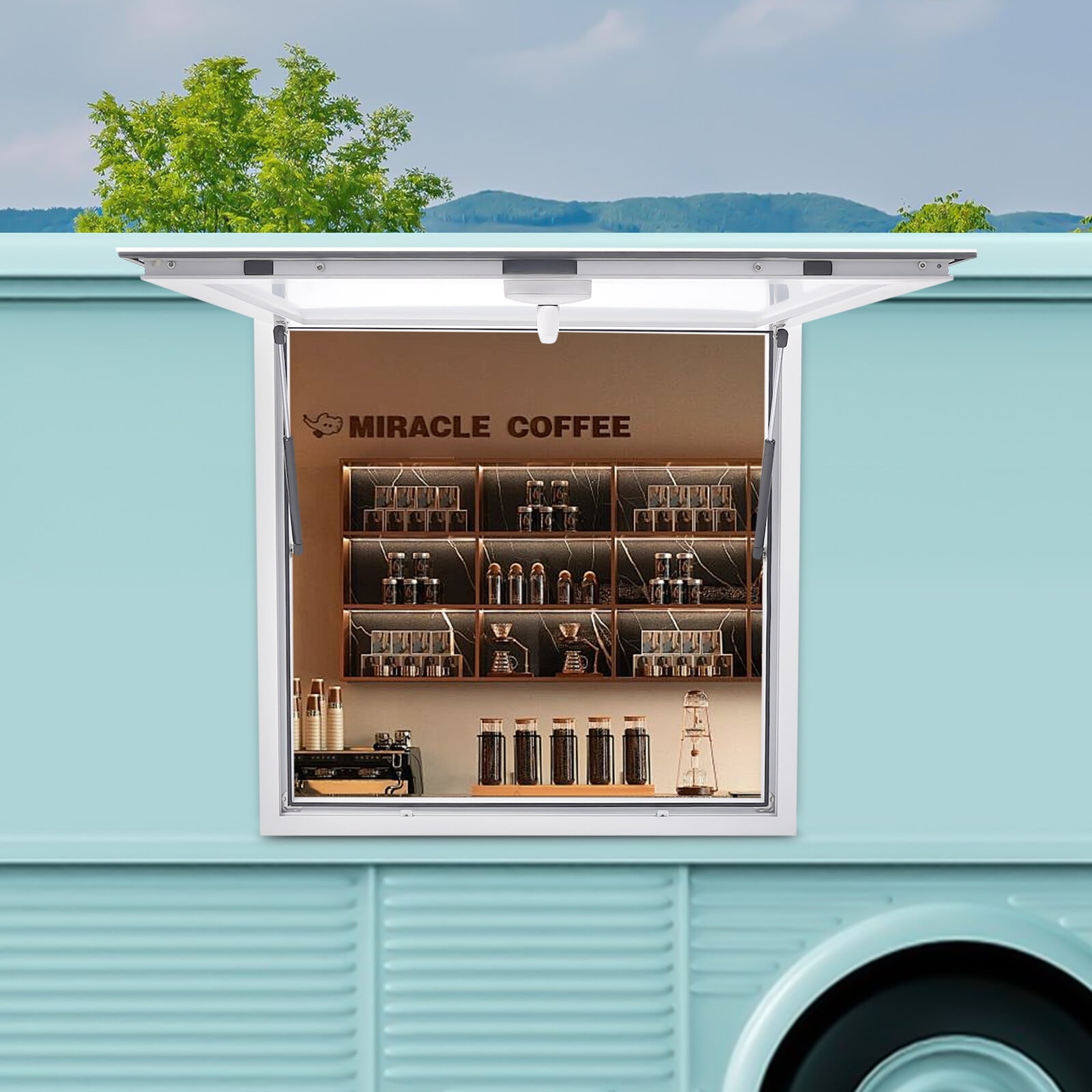 Concession Stand Serving Window, 80° Opening Angle, Rectangular Service ...