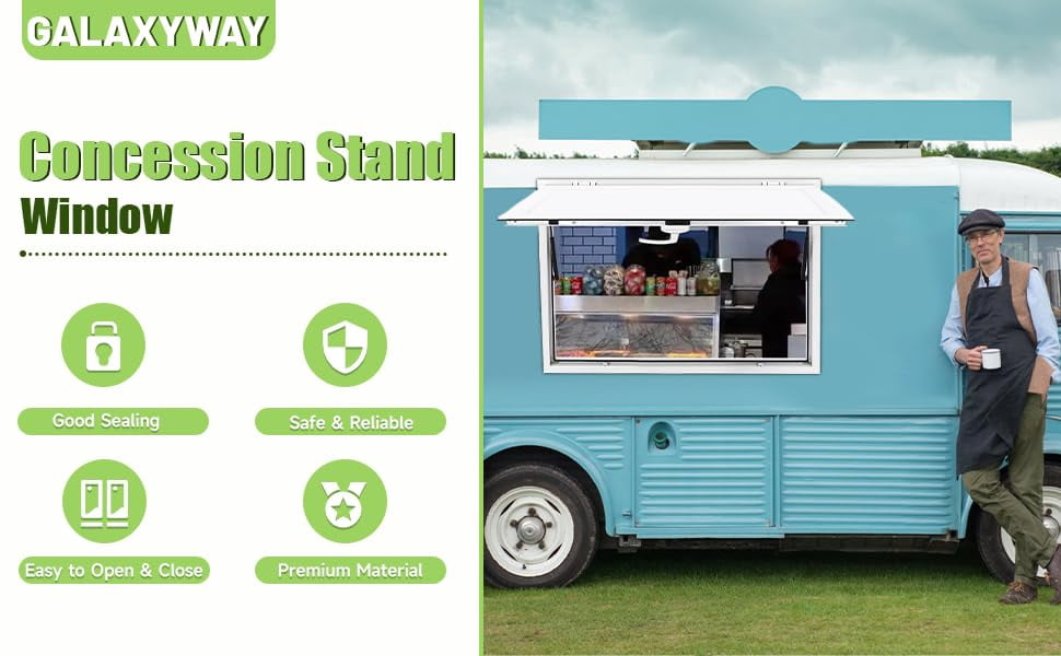 Concession Window, 36 x 24 inch Aluminum Alloy Food Truck Window ...