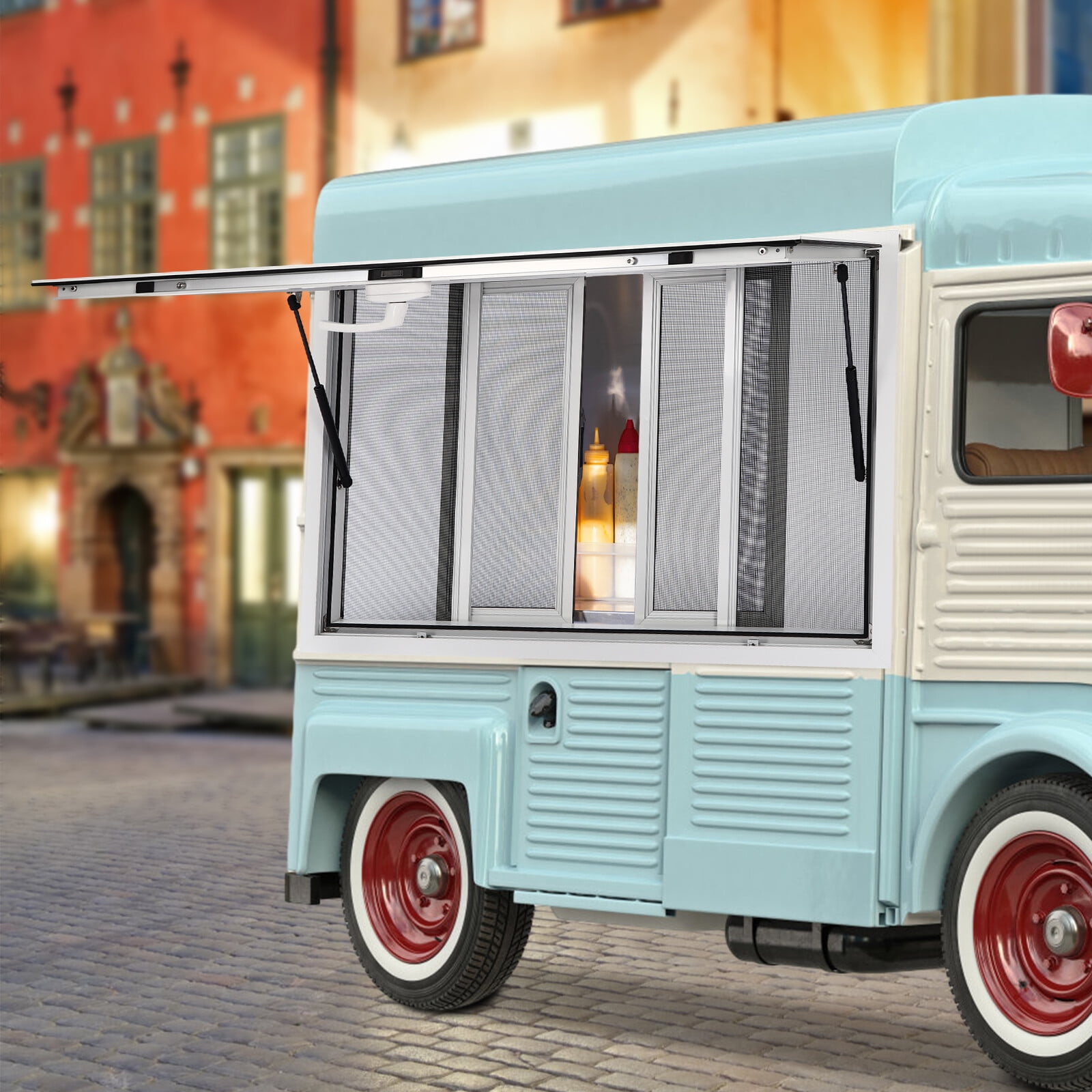 Concession Window for Food Trucks, White Awning Window with Practical ...