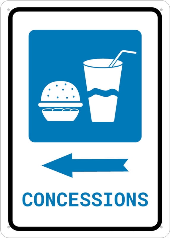 Concessions Left Arrow Sign Aluminum 8X12 Inch Uv Ink Printed For House ...