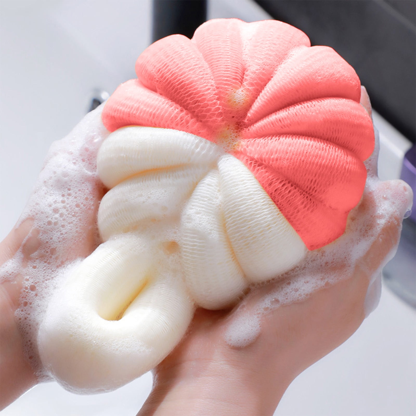 Conch Bath Sponge, Exfoliating Body Scrub Loofah with Lanyard, Mesh ...