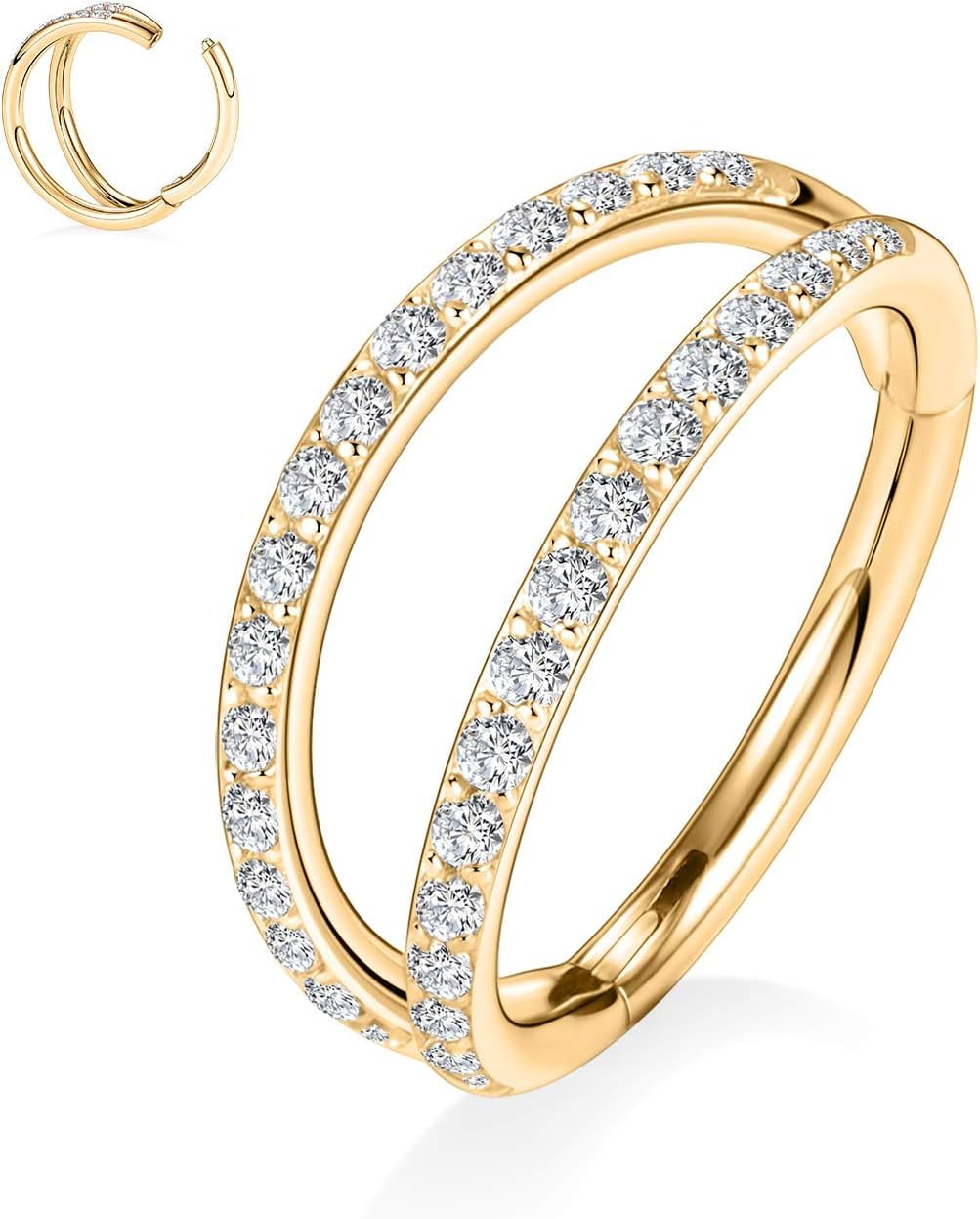 Conch Piercing Double Open Stack with 16 Gauge Hoop Earrings 18g Septum ...