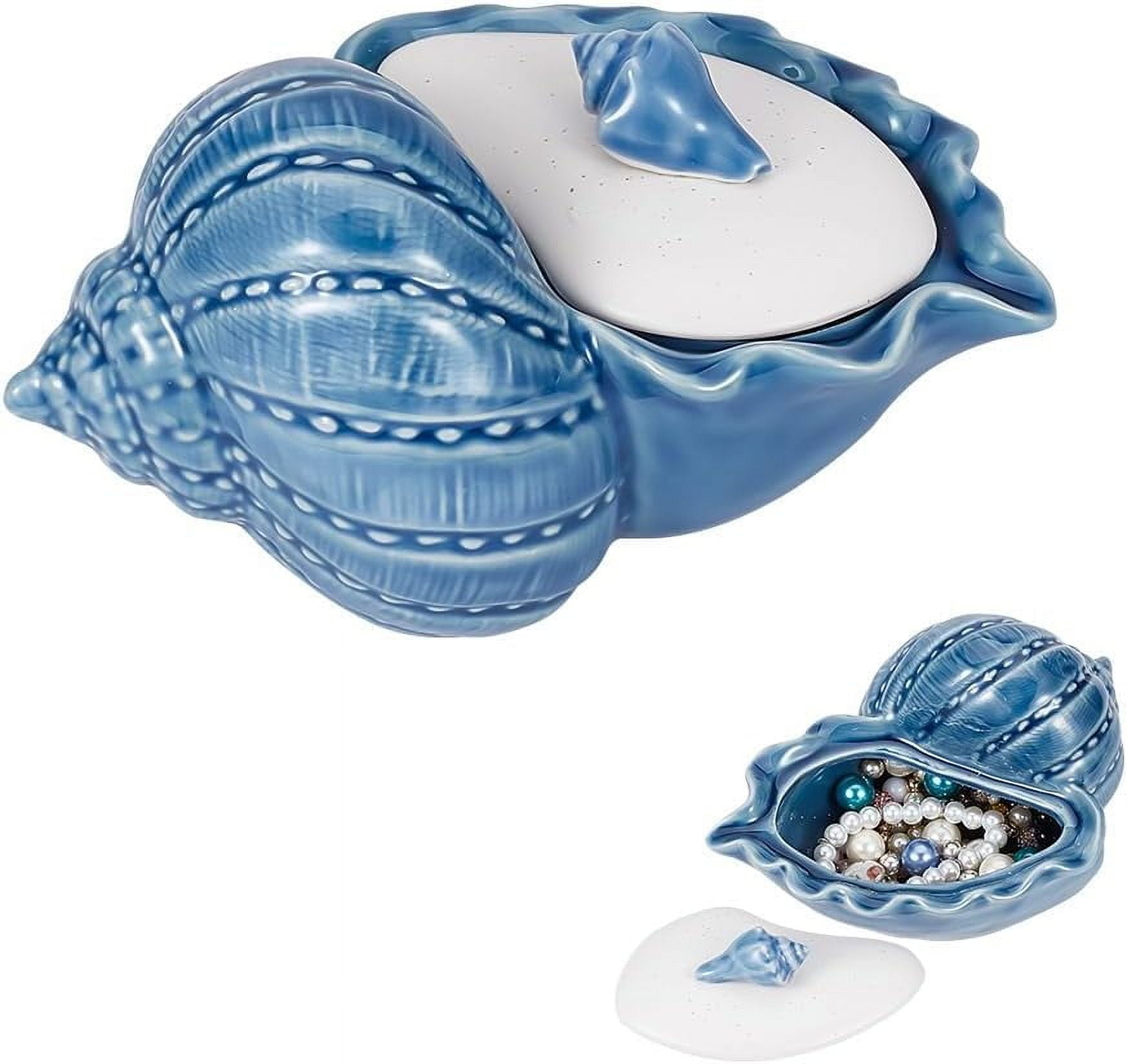 Conch Shape Ceramic Jewelry Tray Aqua Shell Trinket Dish Ceramic Ring ...