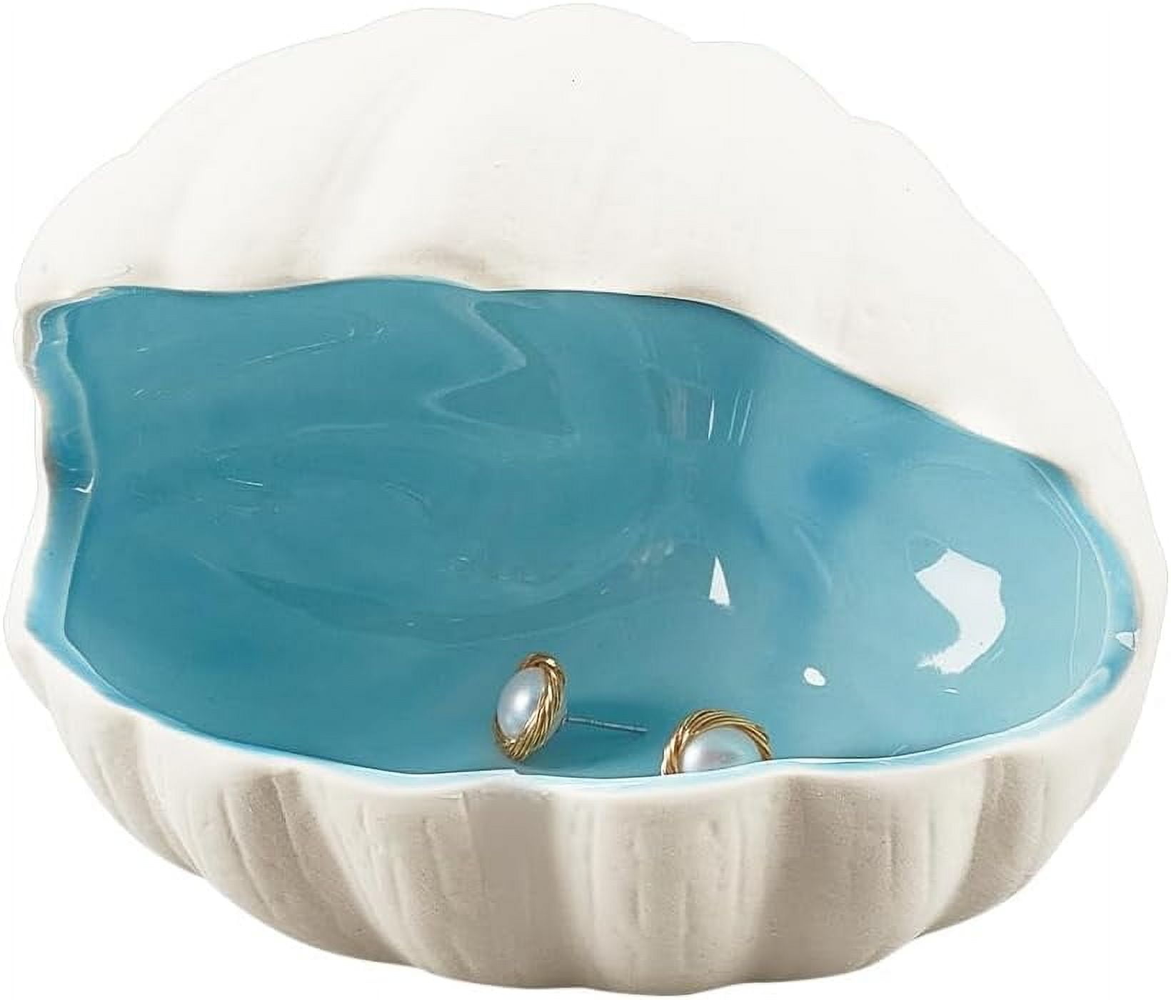 Conch Shape Ceramic Jewelry Tray, Aqua Shell Trinket Dish Ceramic Ring ...