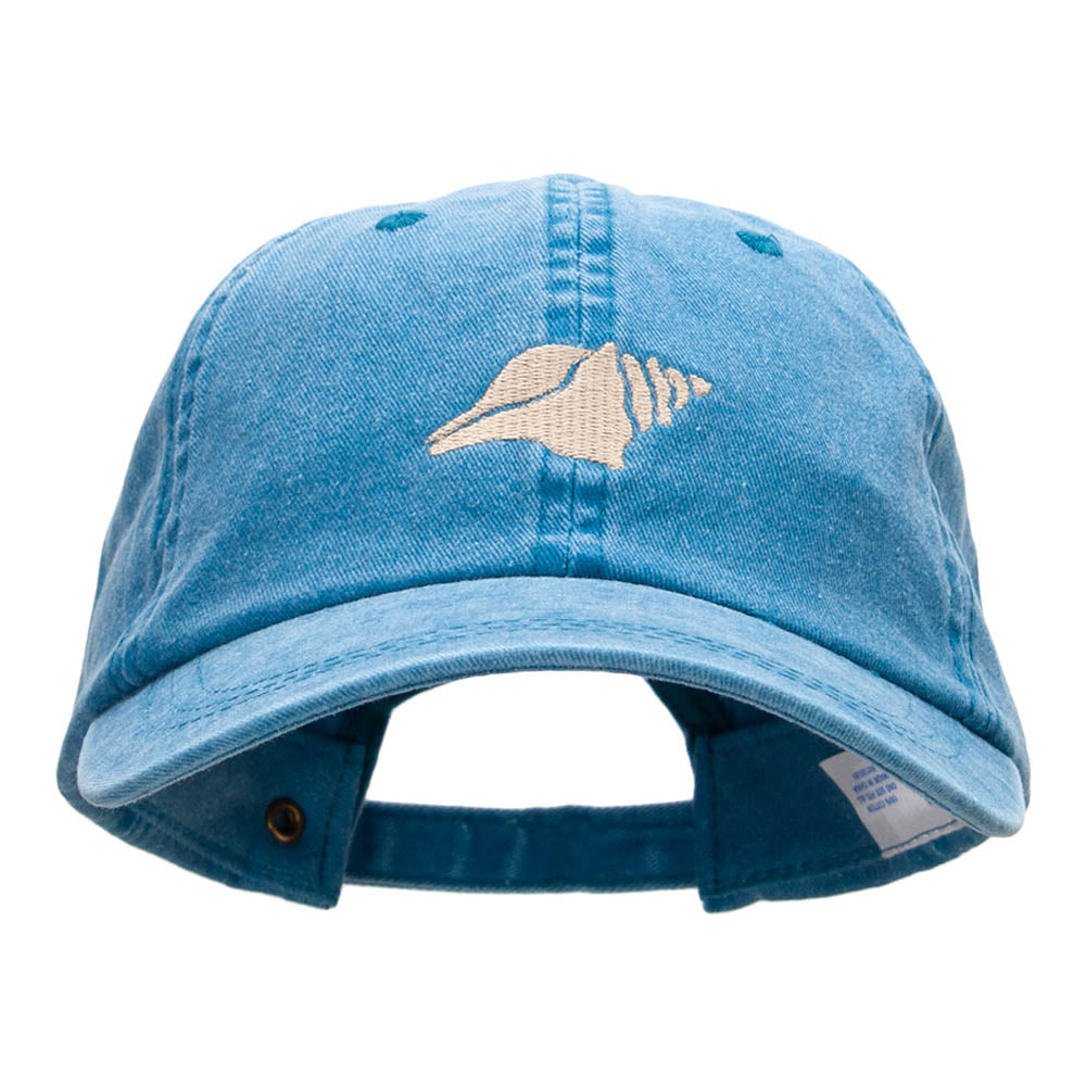 Conch Shell Embroidered Pigment Dyed Wash Caps - Turquoise OSFM ...