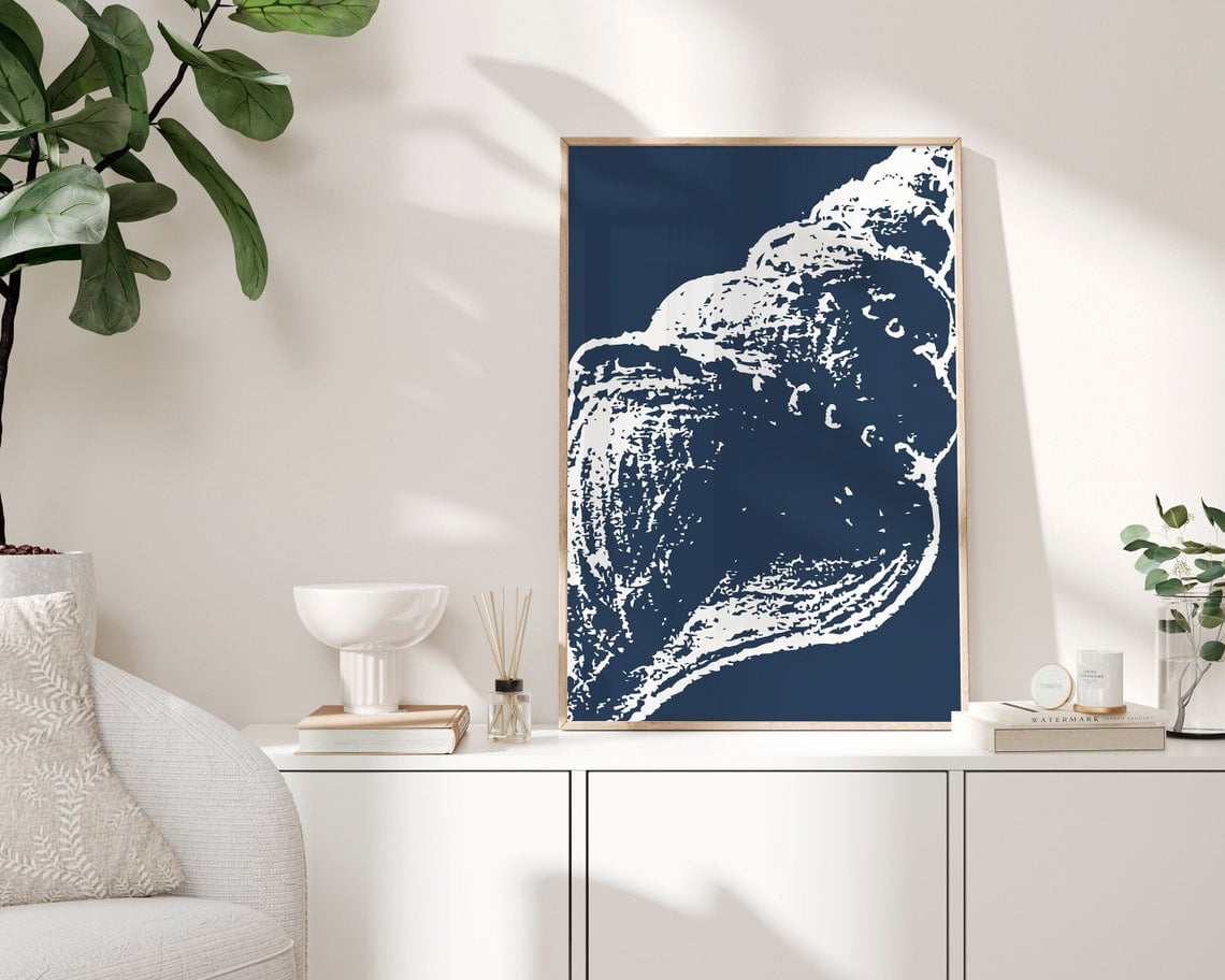 Conch Shell Print Poster Modern Coastal Wall Art, Size 12x18 UNFFRAMED ...