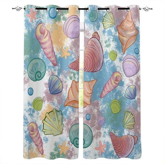 Conch Shell StarScrew Colorful Window Curtain Made Finished Drapes Home ...