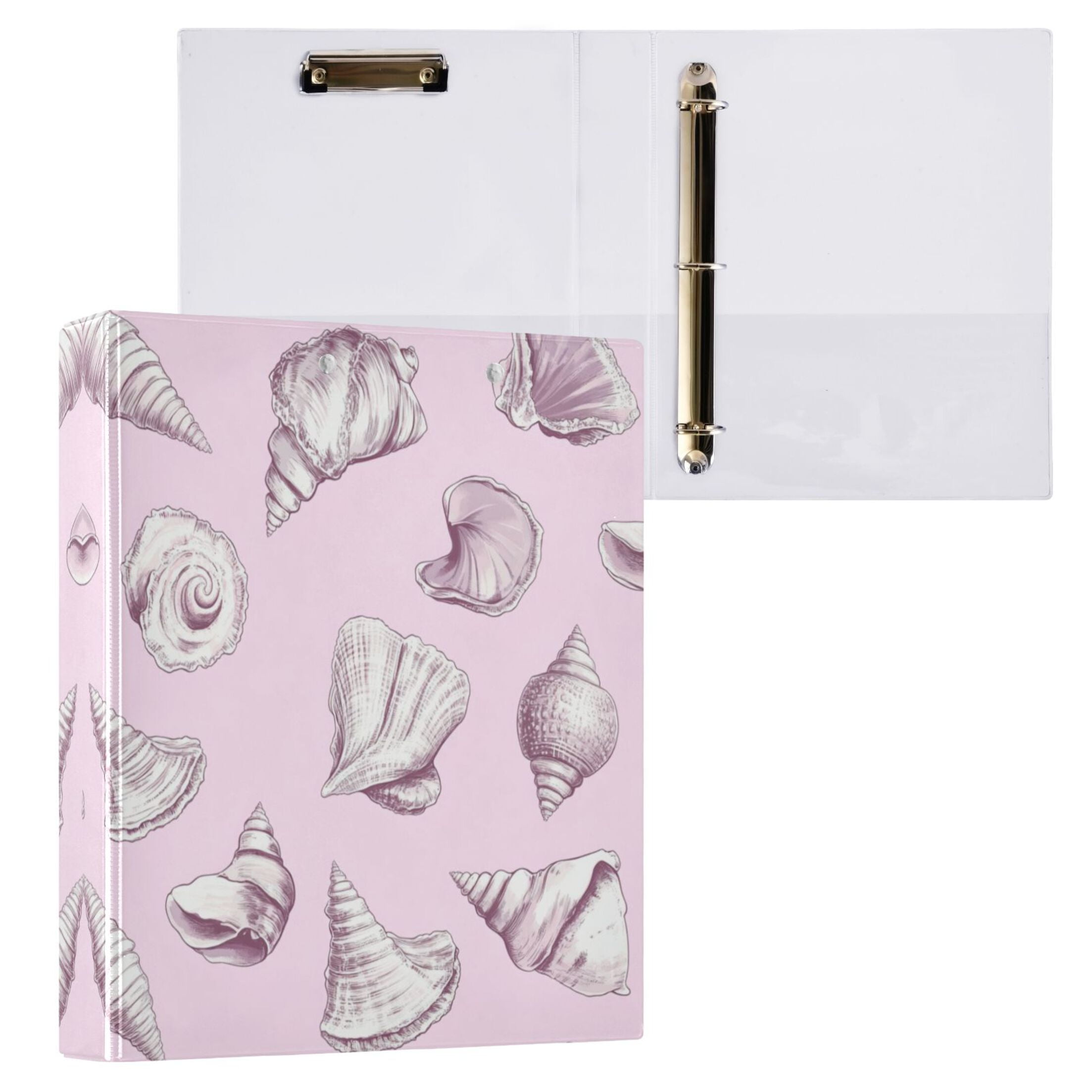 Conch Shells Pattern 3 Ring Hardcover Binders 1.5in Round Rings for ...