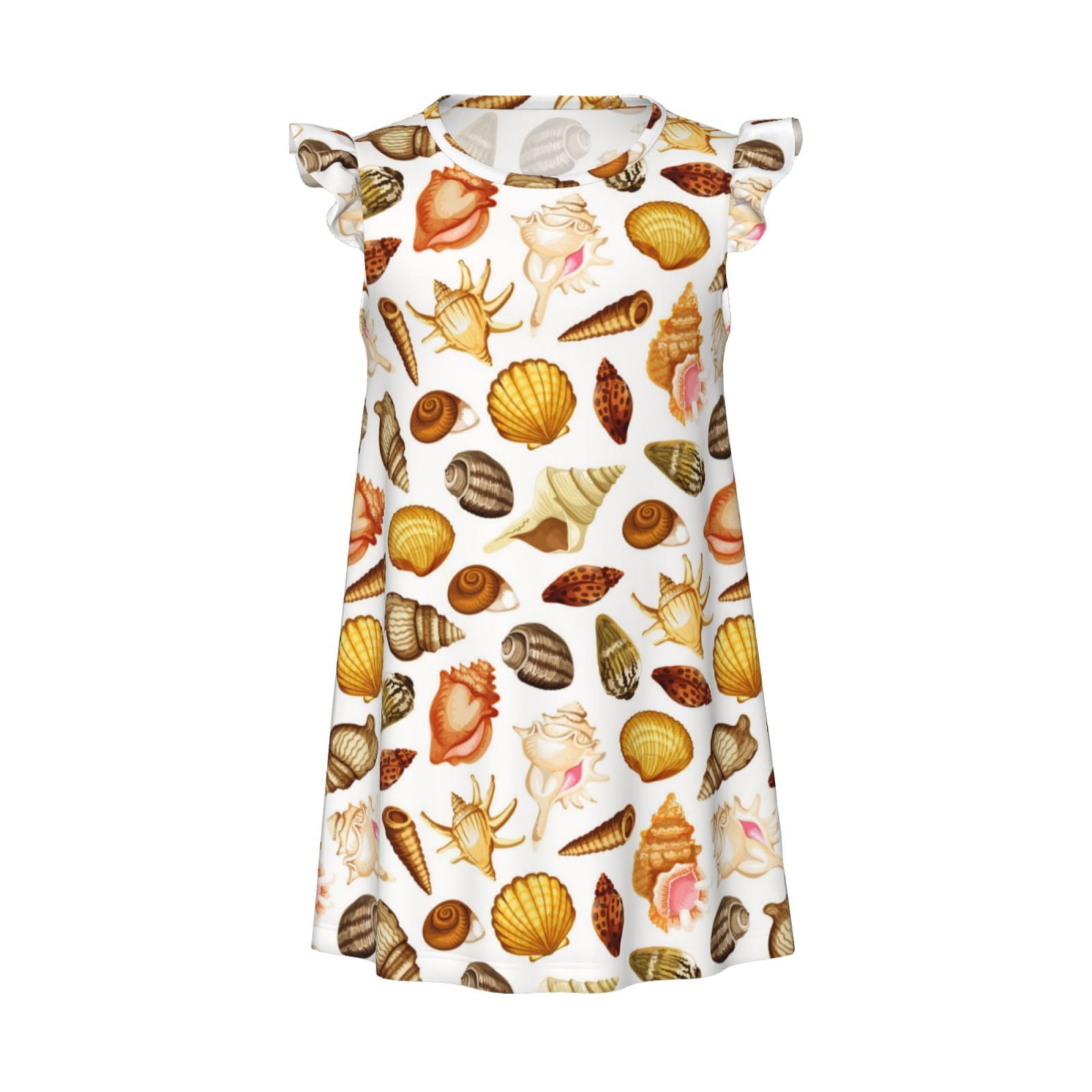 Conch Shells Print No.9029 Girls Nightgowns, Short Sleeves Princess ...