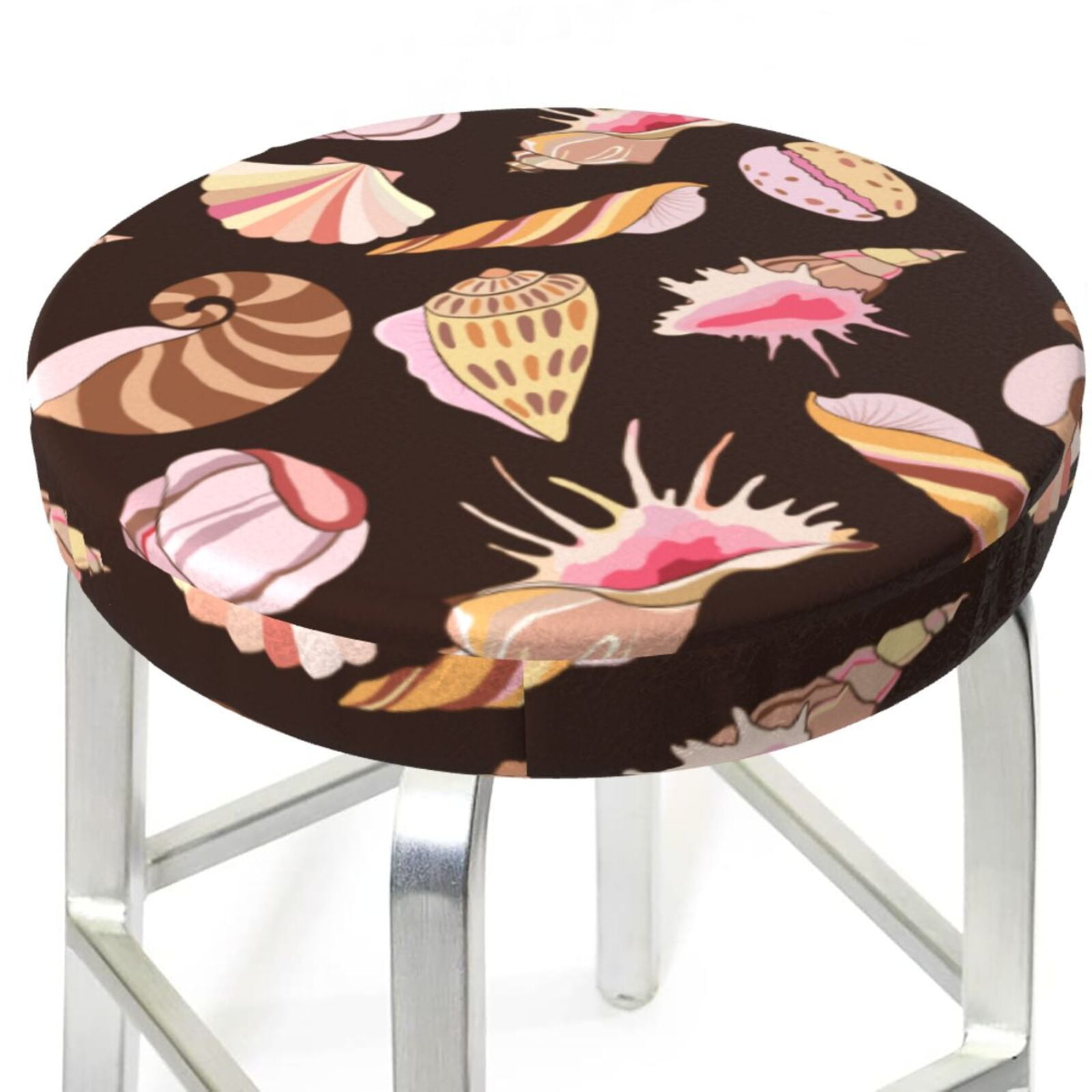 Conch Shells Print No.9030 Bar Stool Covers - Stretch Round Seat Covers ...