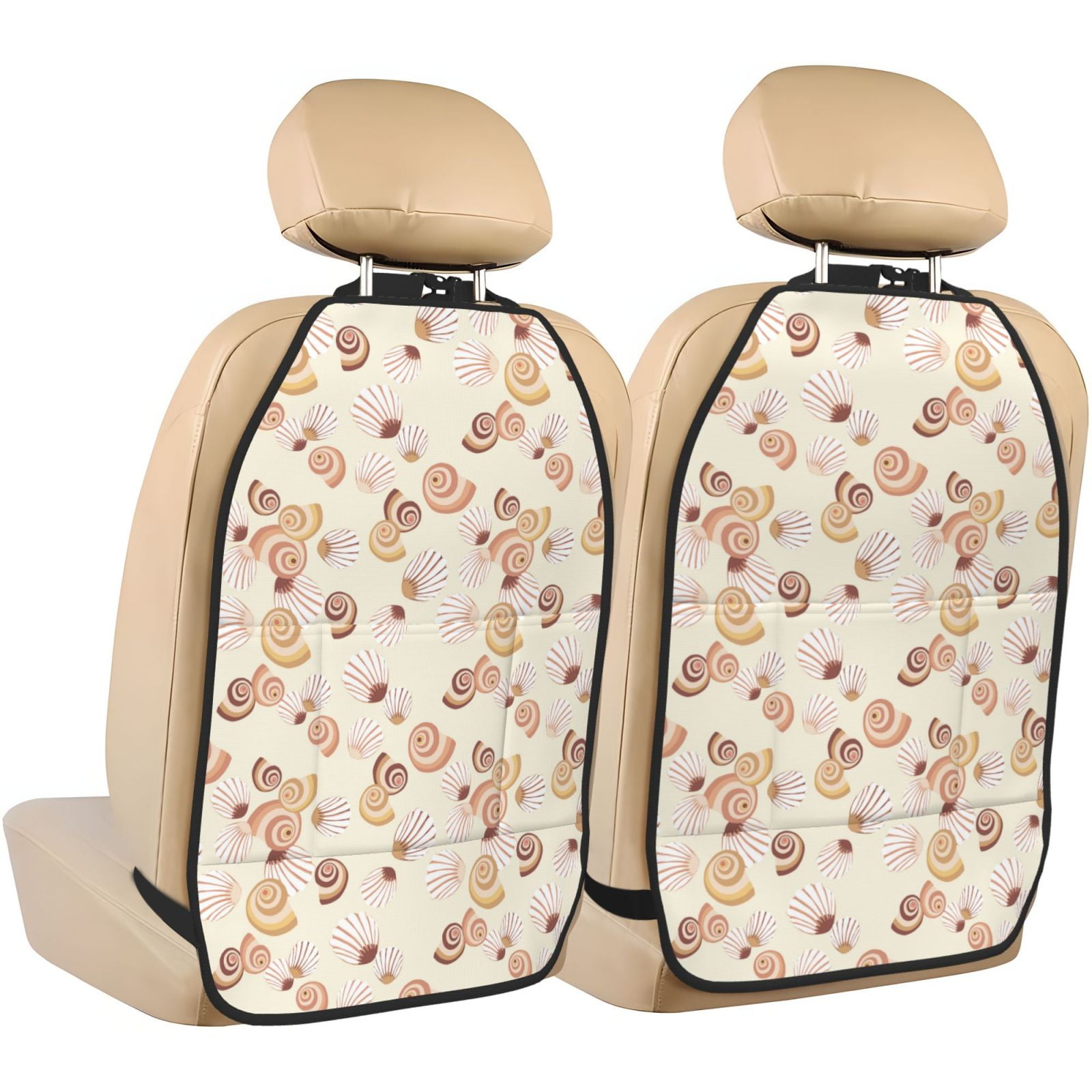Conch Shells Print No.9032 Backseat Car Organizer, 2 Pack Kick Mats Back Seat Protector for Kids ...