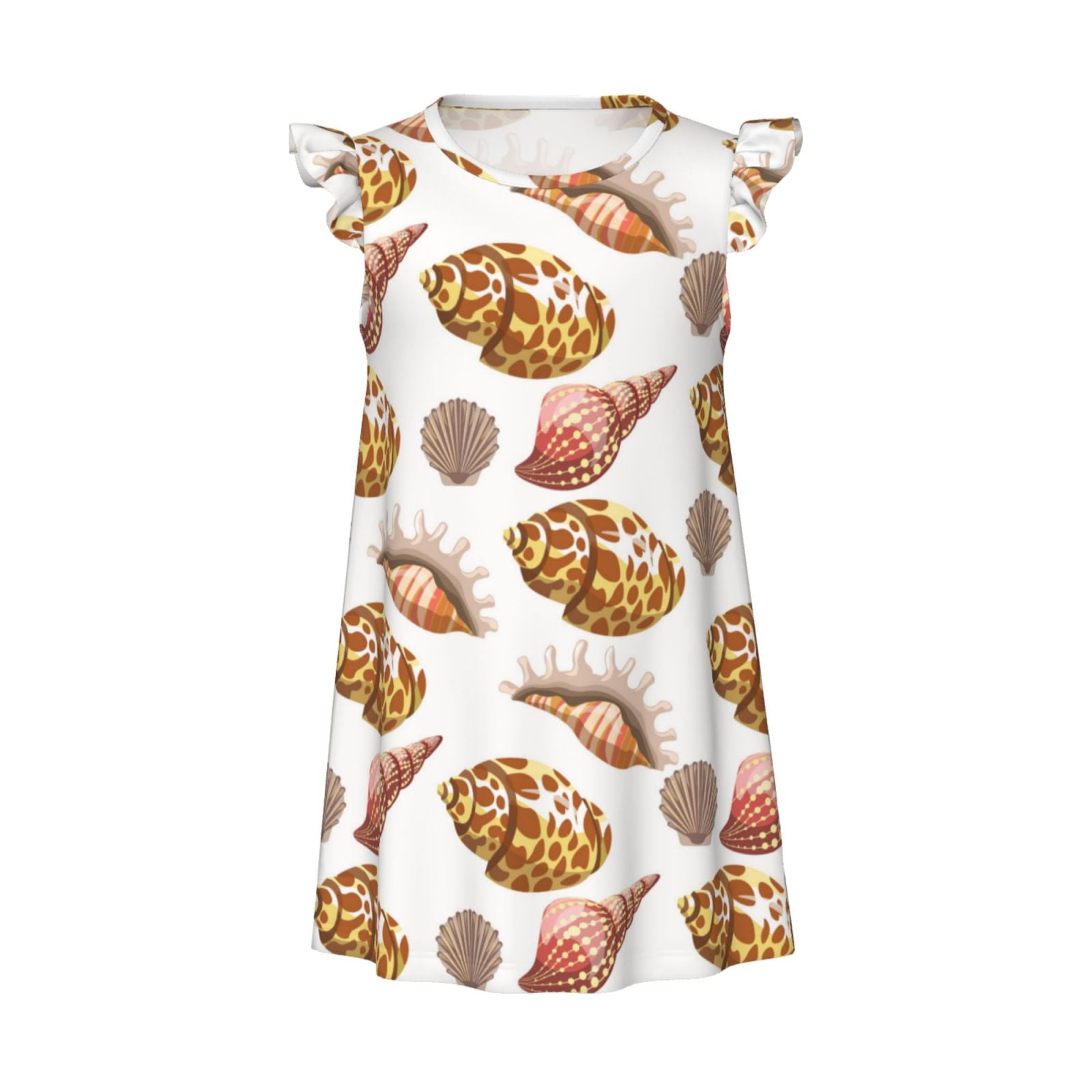 Conch Shells Print No.9042 Girls Nightgowns, Short Sleeves Princess ...