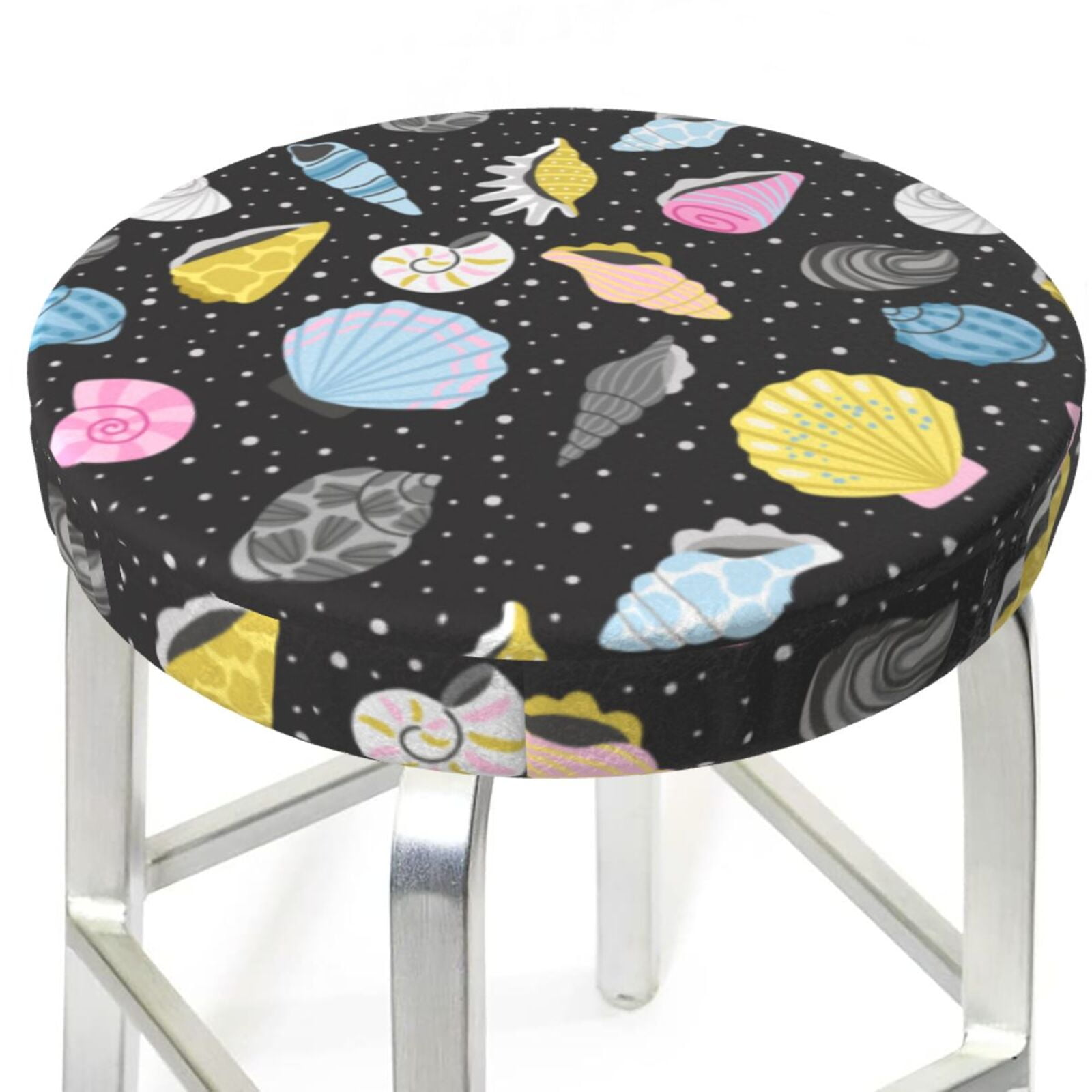 Conch Shells Print No.9047 Round Bar Stool Covers, Soft Velvet Bar ...