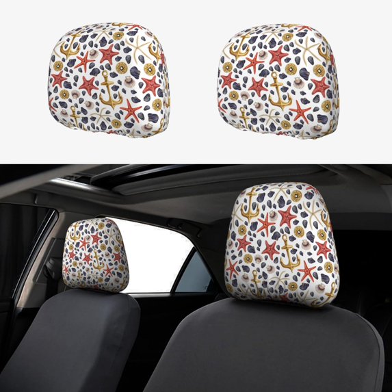 Conch Shells Print No.9048 Headrest Cover for Cars, 2Pack Car Headrest ...