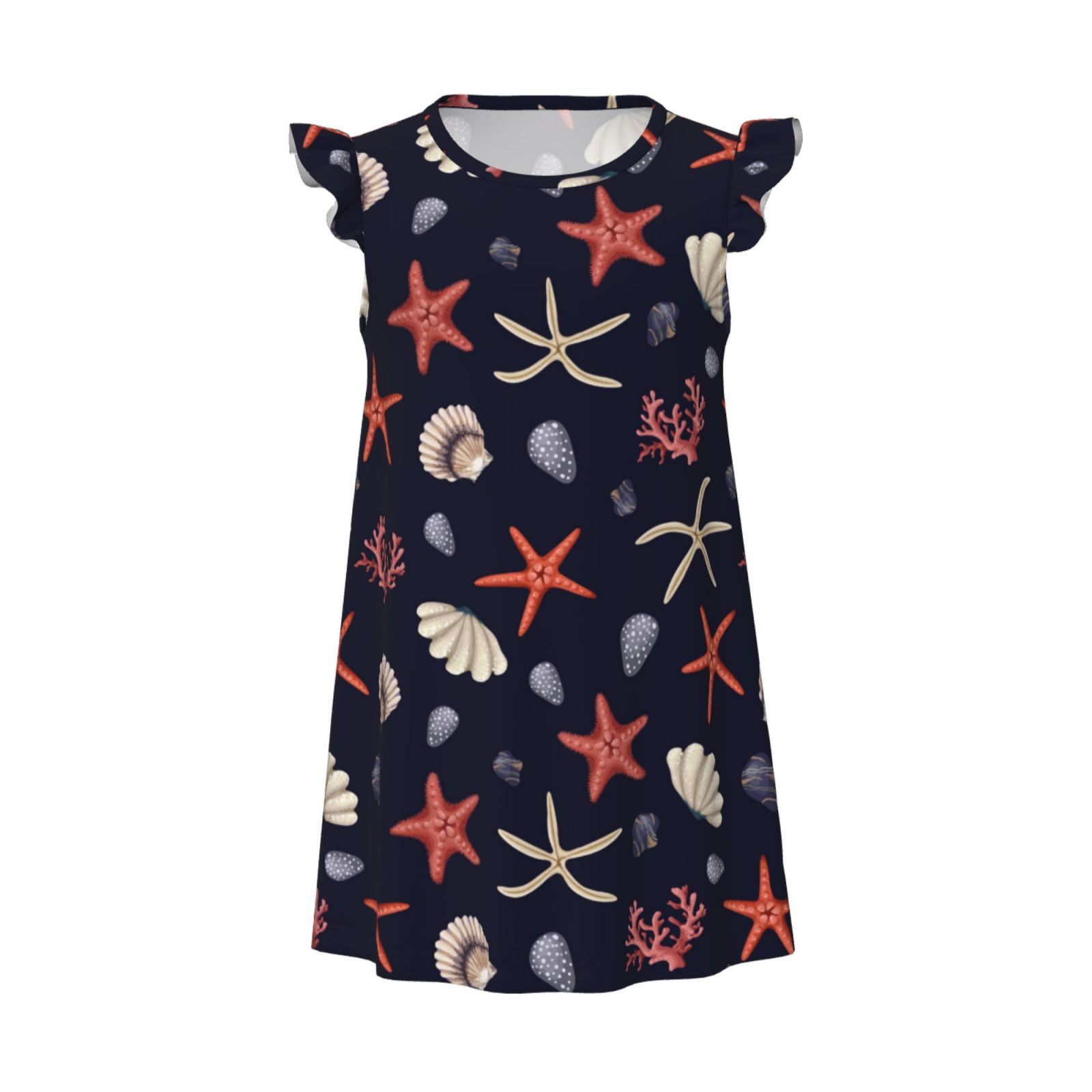 Conch Shells Print No.9049 Girls Nightgowns, Short Sleeves Princess ...