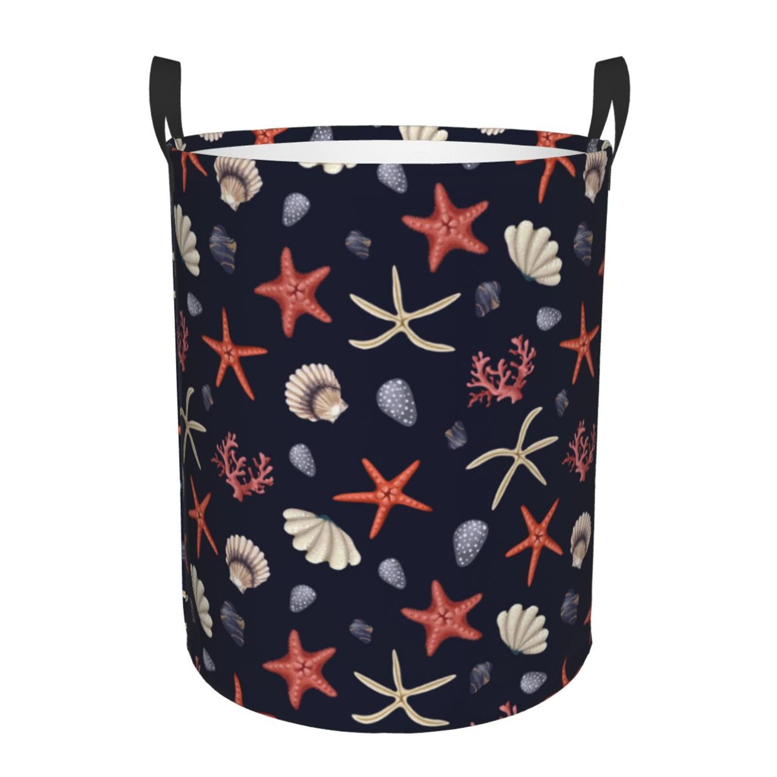Conch Shells Print No.9049 Round Laundry Basket, Laundry Hamper with ...