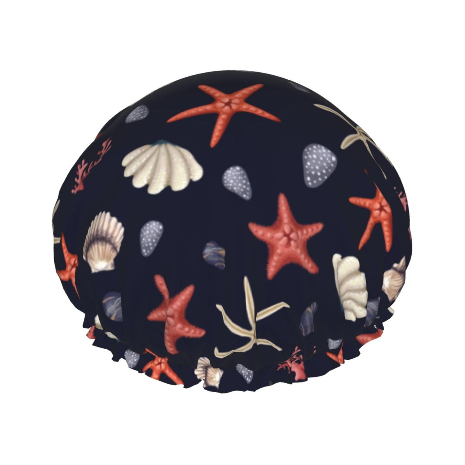 Conch Shells Print No.9049 Shower Cap, Reusable Bath Hair Hat for all ...
