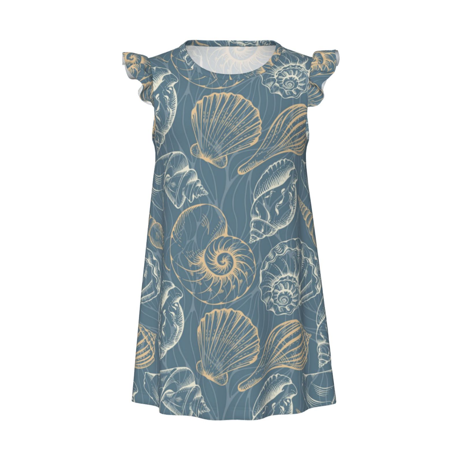 Conch Shells Print No.905 Girls Nightgowns, Short Sleeves Princess ...