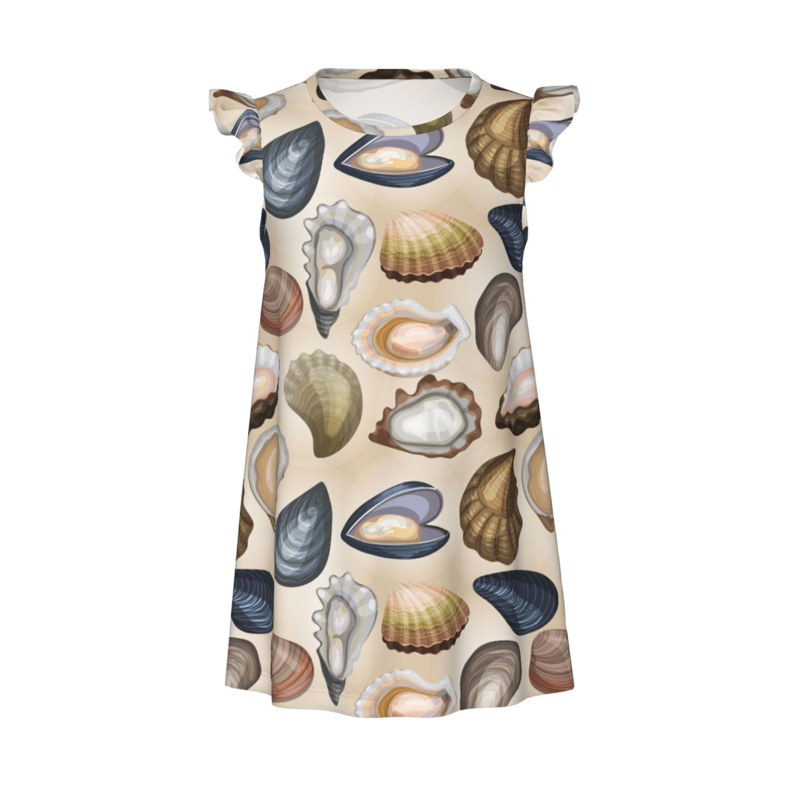 Conch Shells Print No.9069 Girls Nightgowns, Short Sleeves Princess ...