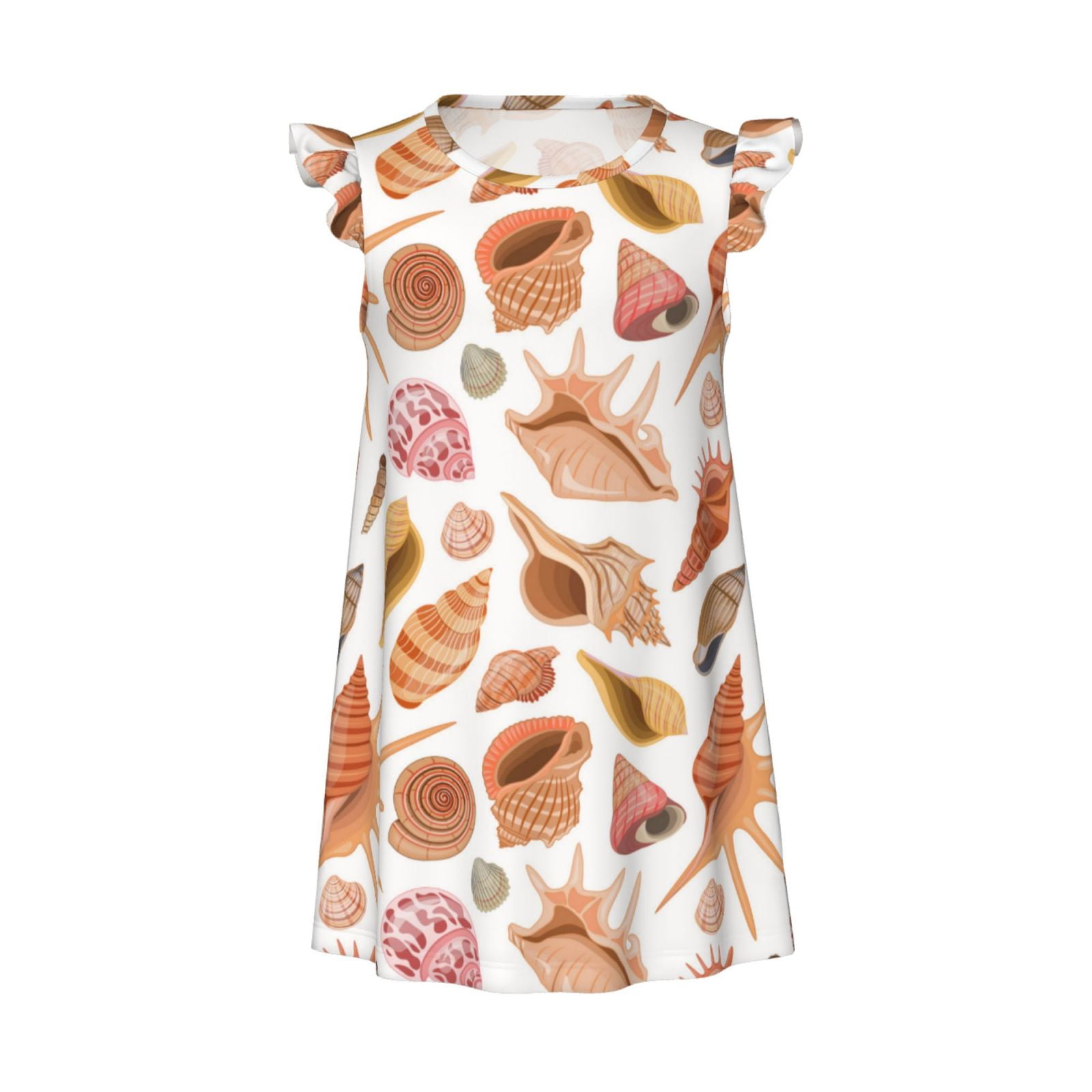 Conch Shells Print No.9070 Girls Nightgowns, Short Sleeves Princess ...