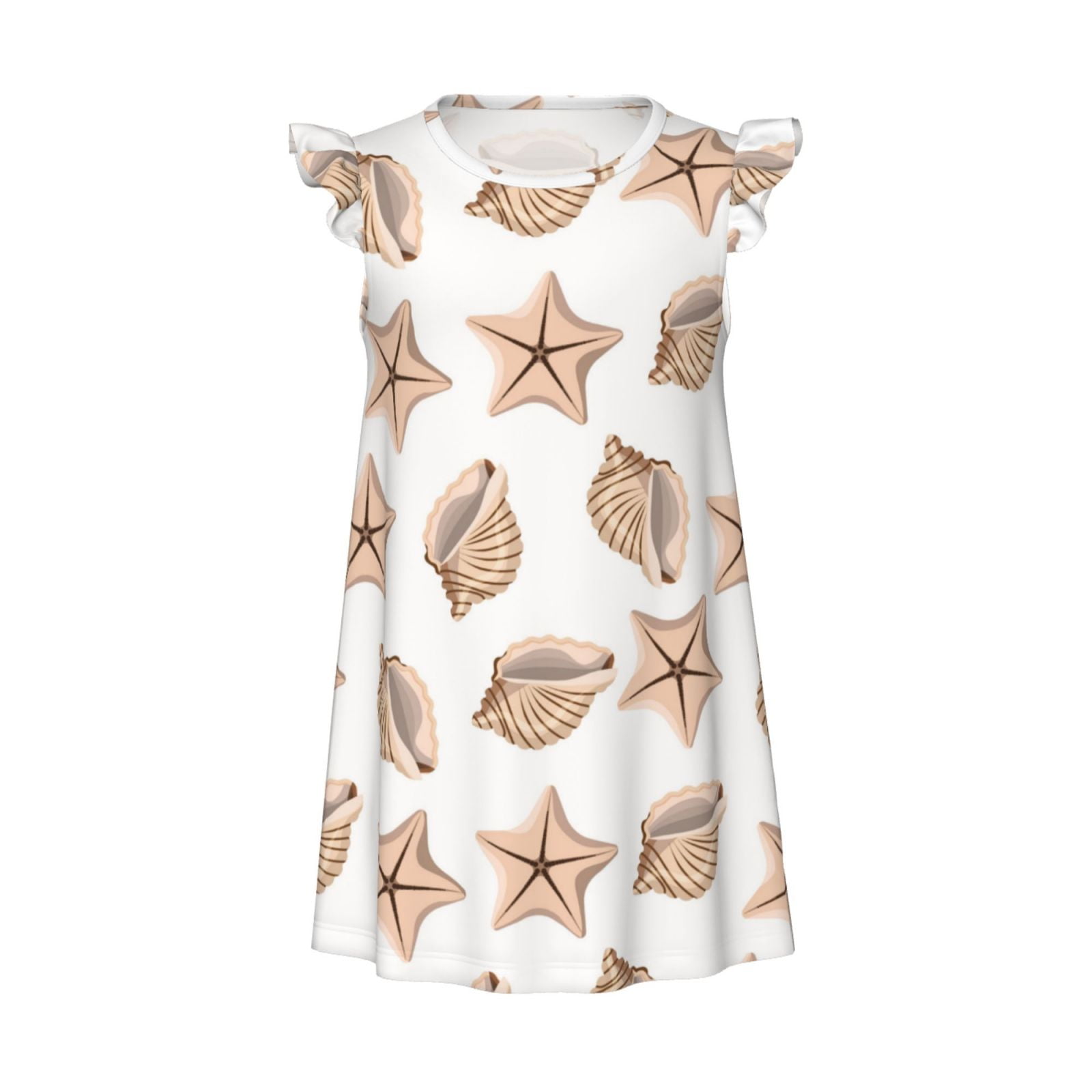 Conch Shells Print No.9073 Girls Nightgowns, Short Sleeves Princess ...