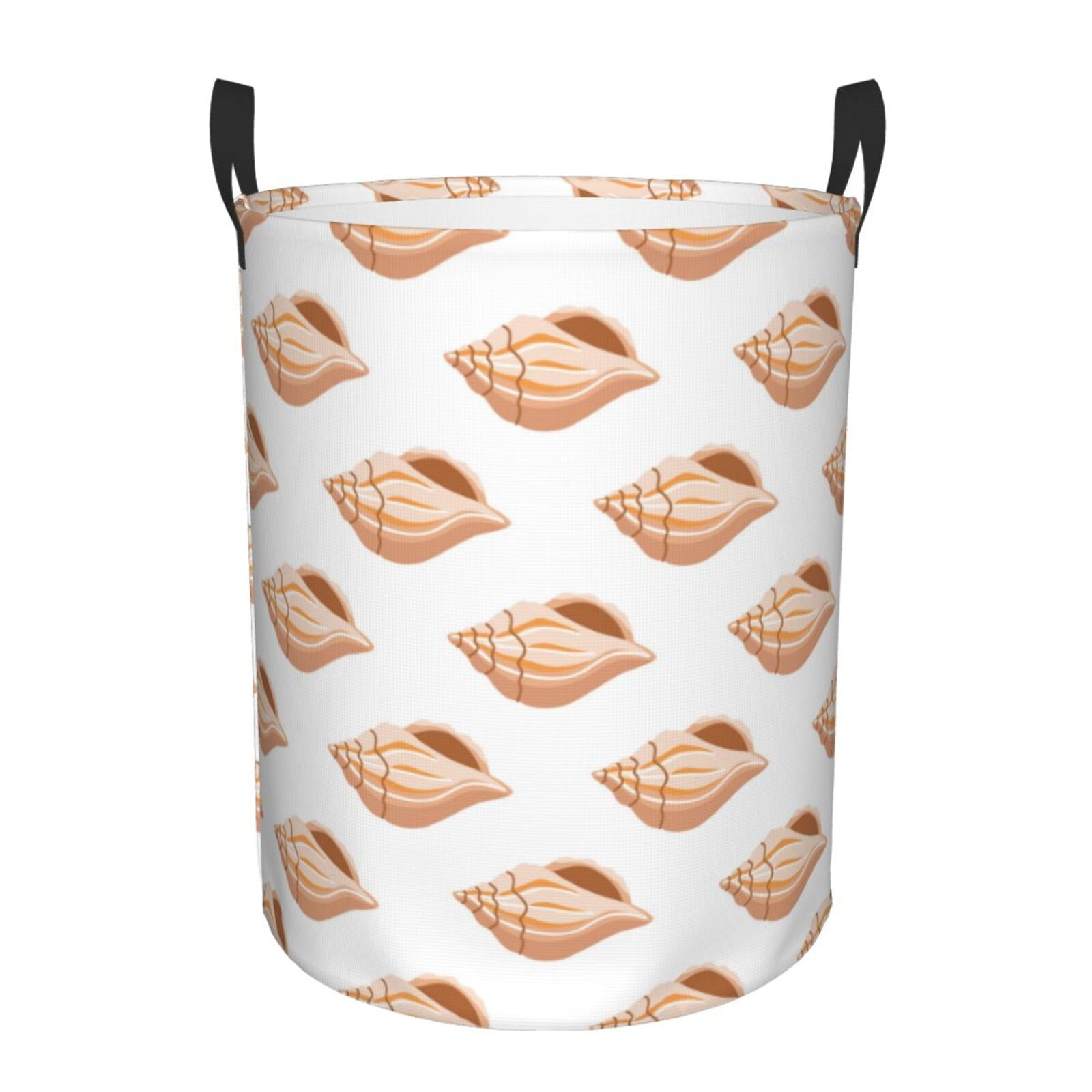 Conch Shells Print No.9080 Round Laundry Basket, Laundry Hamper with ...