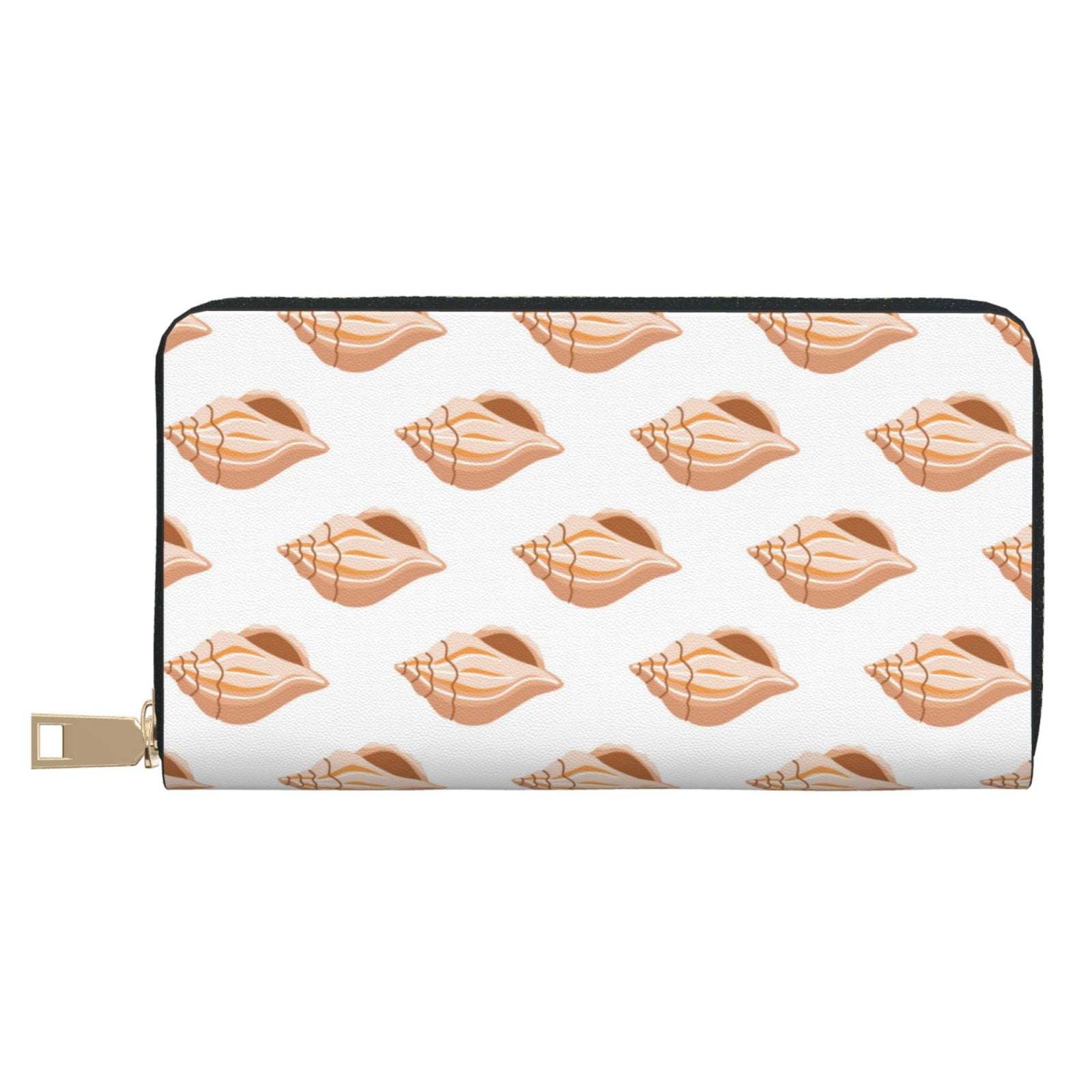 Conch Shells Print No.9080 Wallet Women, Leather Bifold Multi Card ...