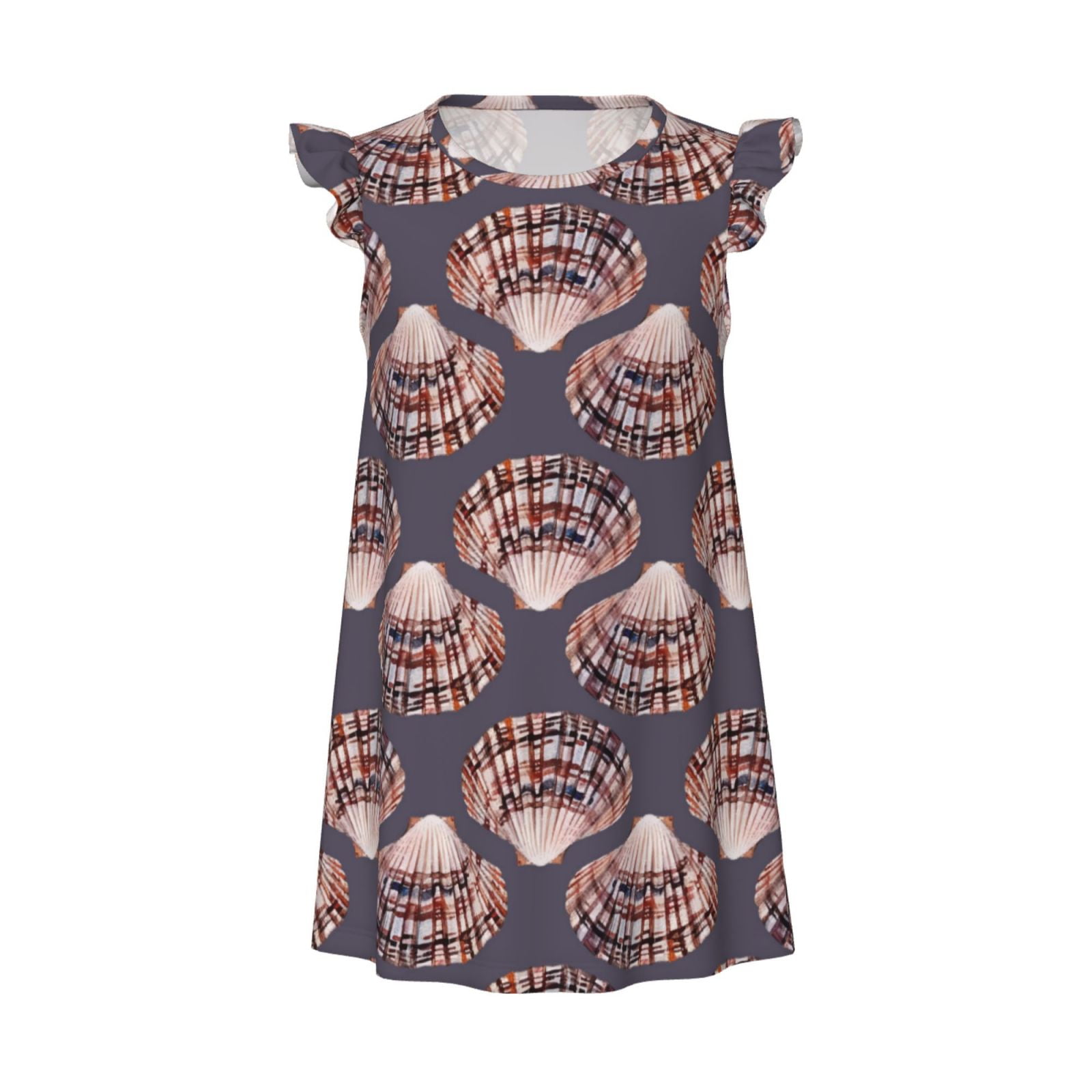 Conch Shells Print No.9084 Girls Nightgowns, Short Sleeves Princess ...